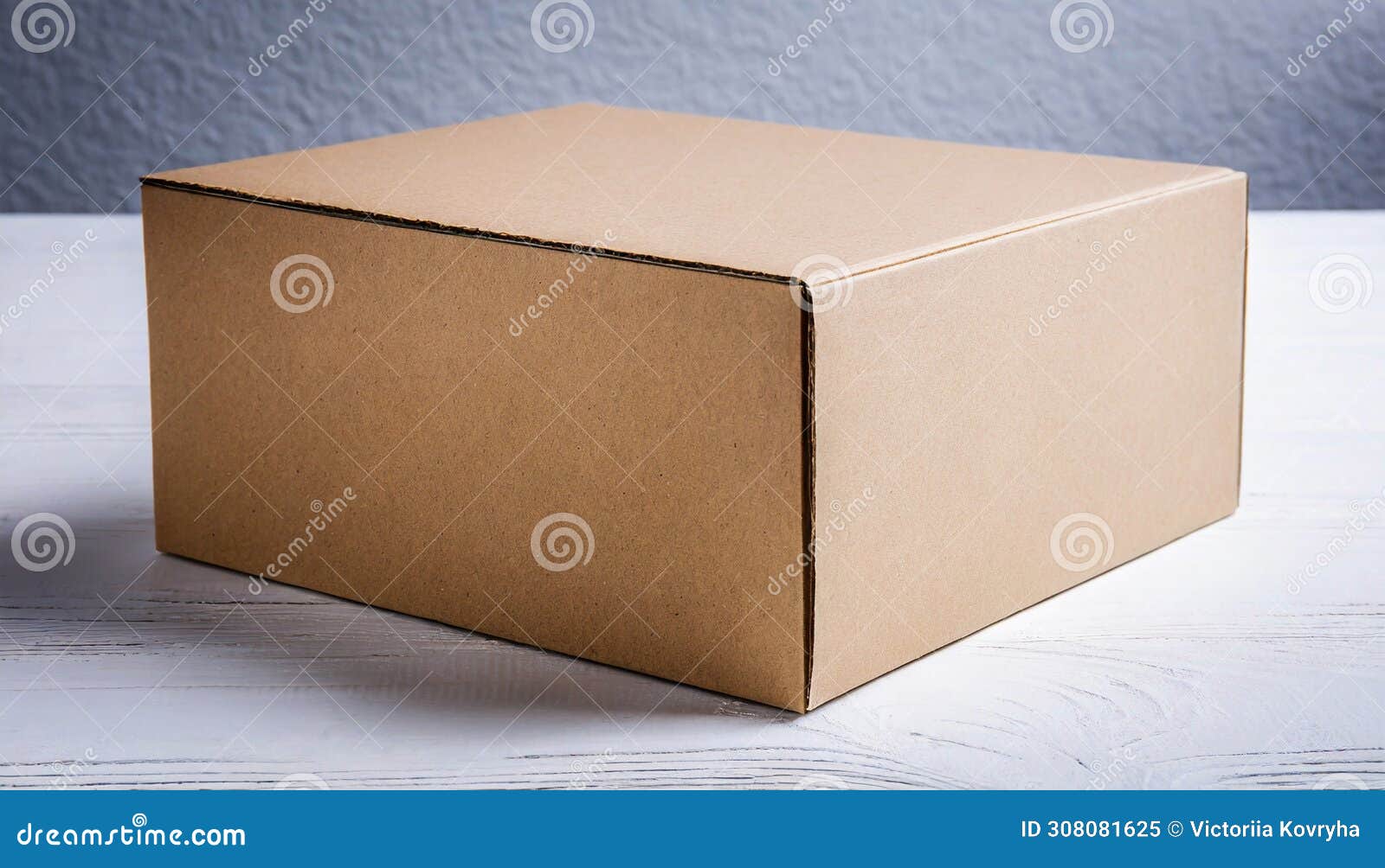 Brown Closed Cardboard Box, Gray Backdrop. Craft Eco Package Stock ...