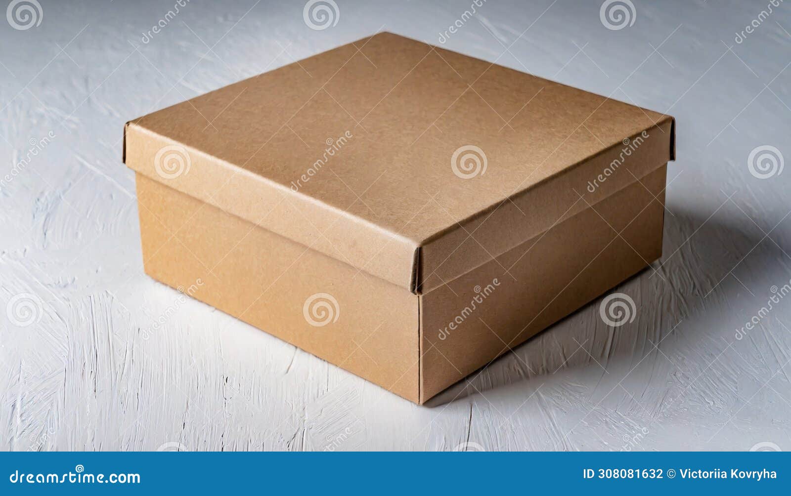 Brown Closed Cardboard Box, Gray Backdrop. Craft Eco Package Stock ...