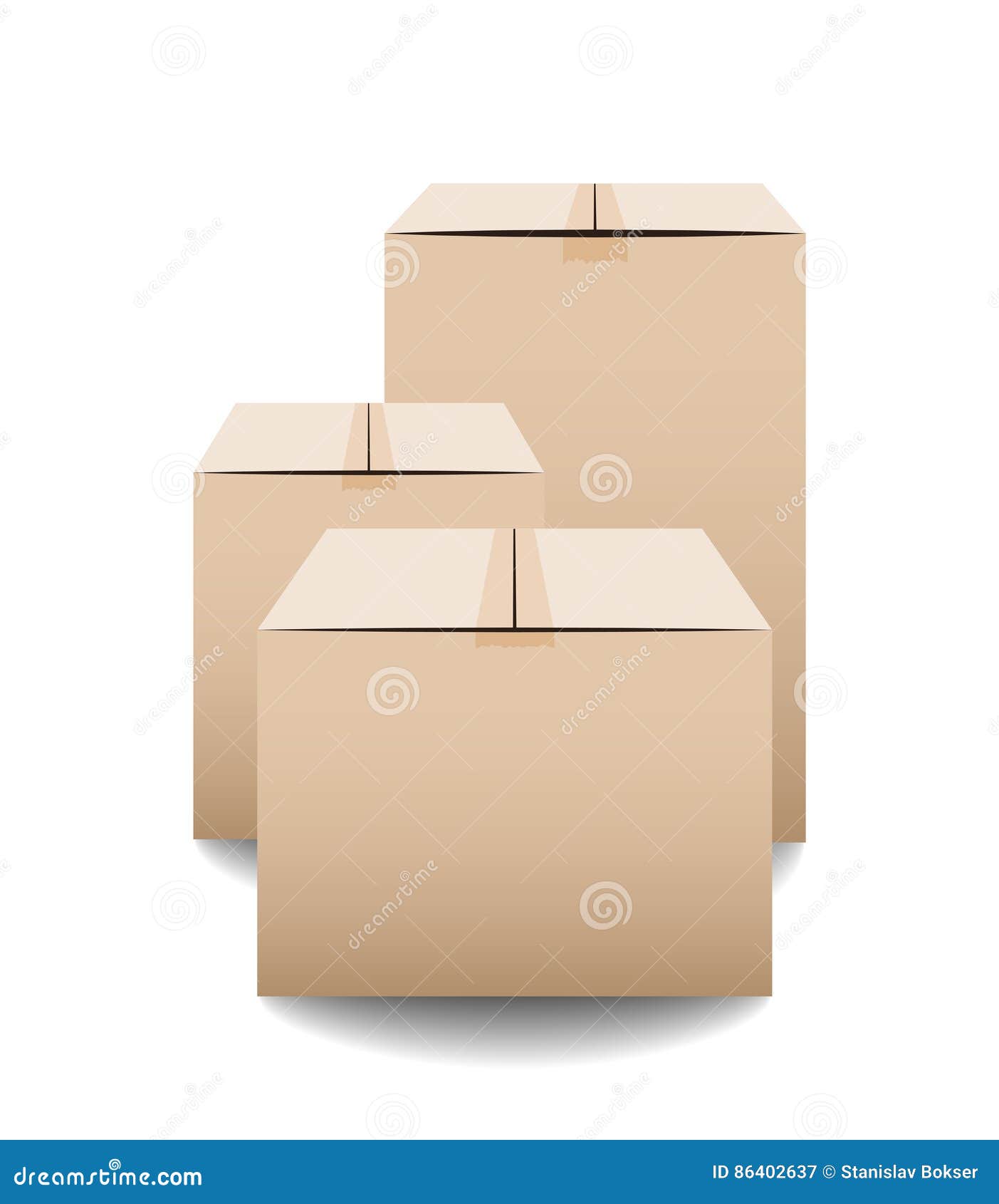 Carton Delivery Packaging With Fragile Signs. 3D Vector Illustrations ...