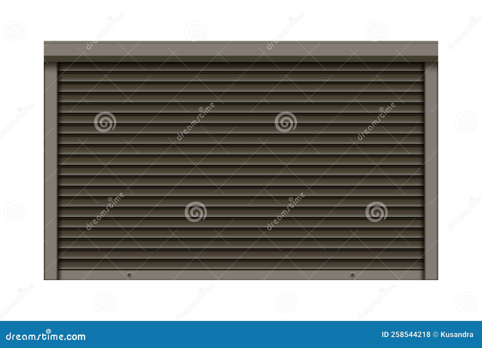 Brown Closed Roller Garage Shutter Door With Realistic Texture Mockup Stock Vector