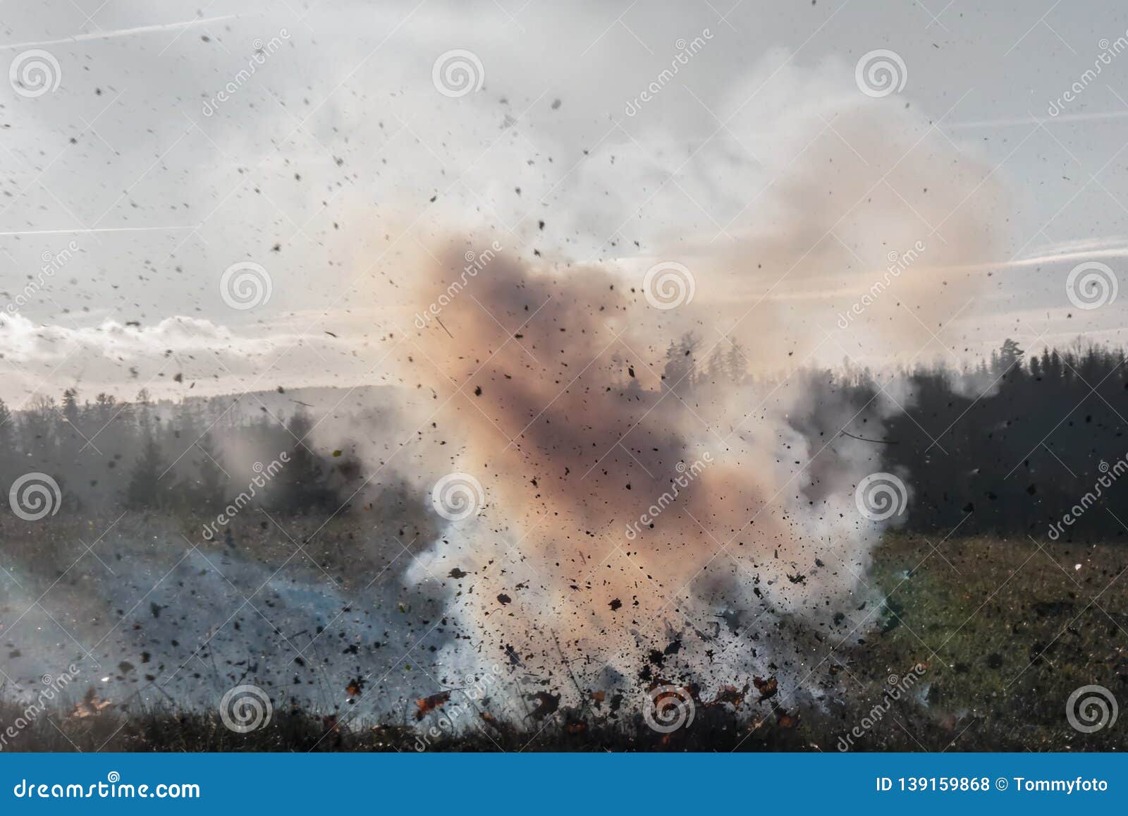 Ground cloud explosion stock photo. Image of white, created - 139159868