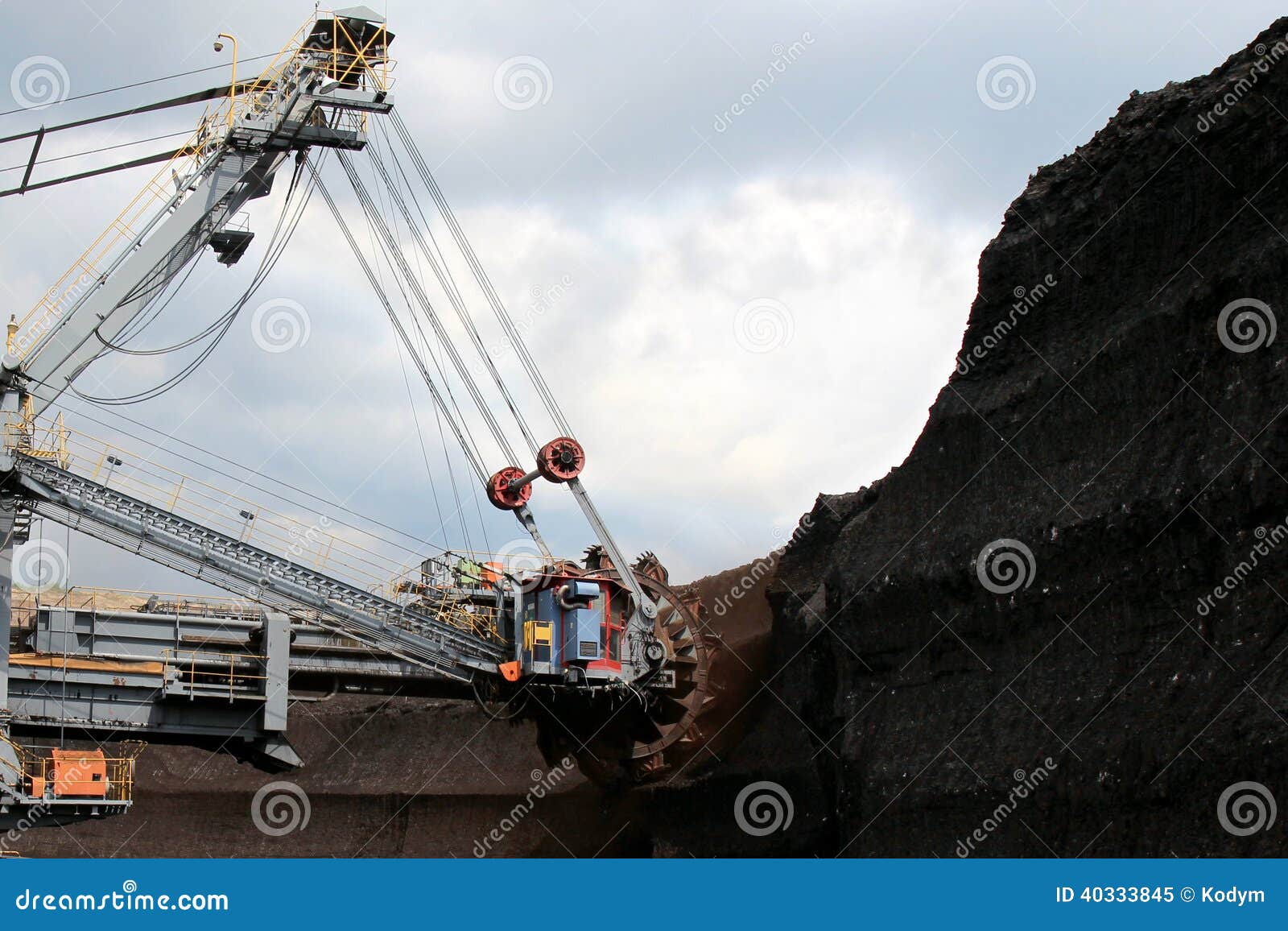 Brown Coal Huge Excavator Machine in Brown Mine Stock Image - Image of ...