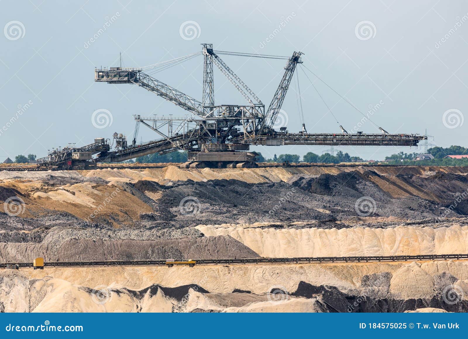 Brown Coal Open Pit Landscape with Digging Machine in Germany Stock ...