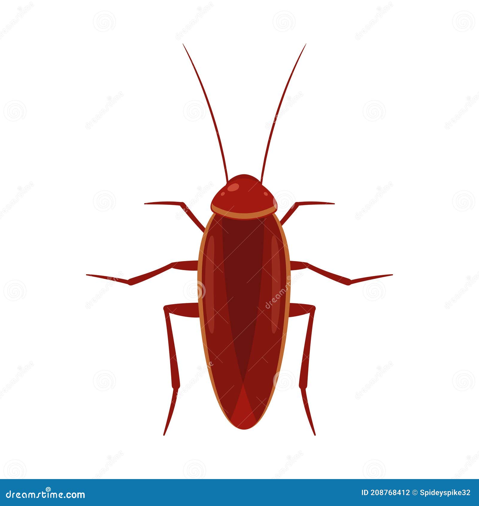 3d Fat And Sad Cockroach Isolated On Yellow Background. Horizontal ...