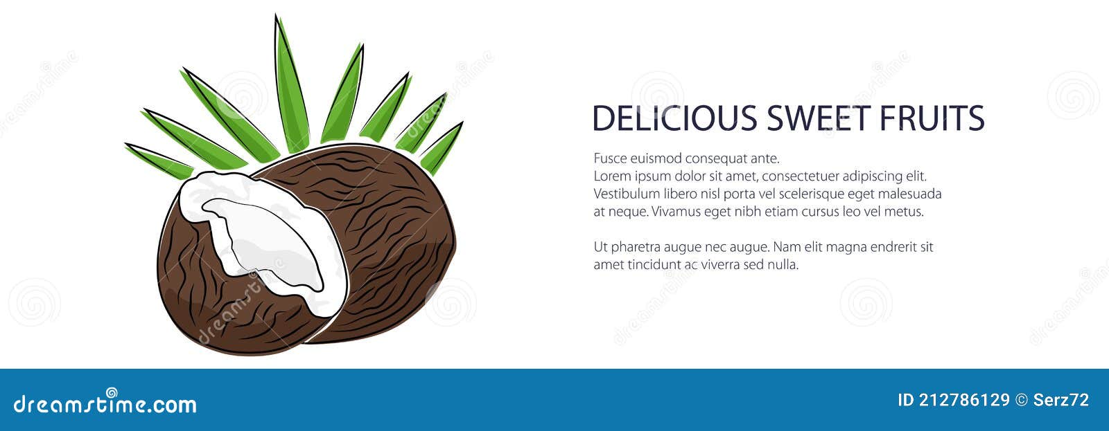 Brown coconut banner stock vector. Illustration of vector - 212786129