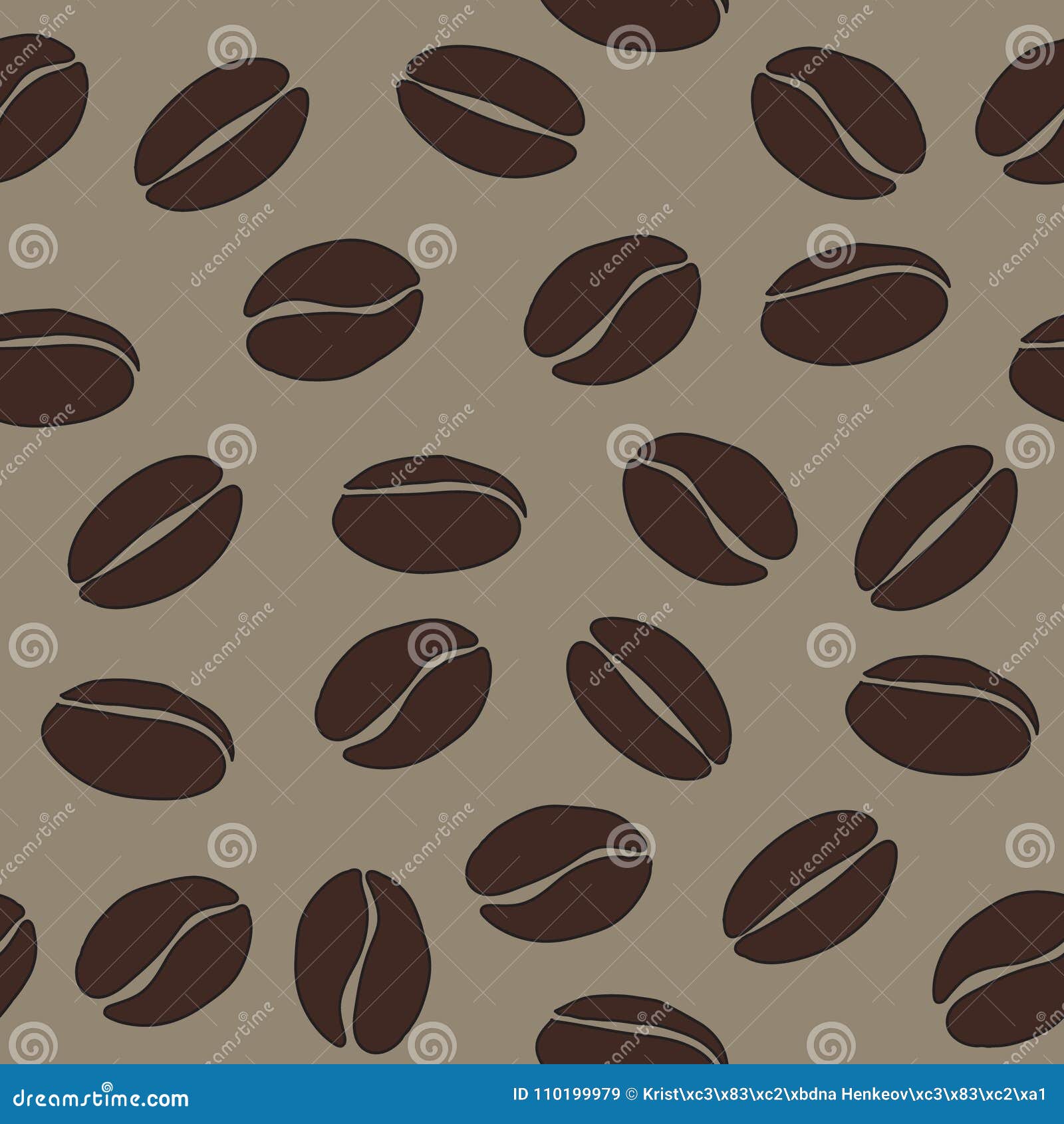 Brown Coffee Beans on Beige Background Vector Seamless Pattern, Stock ...