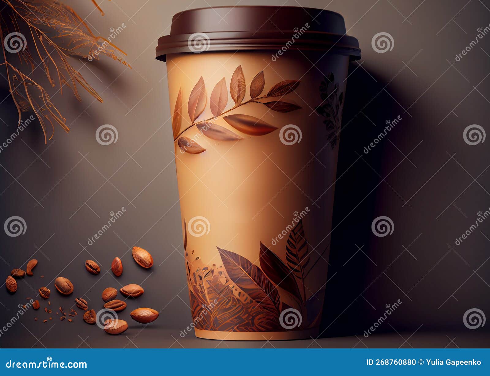 Brown Coffee To Go Cup Ads. Illustration AI Generative Stock Photo ...