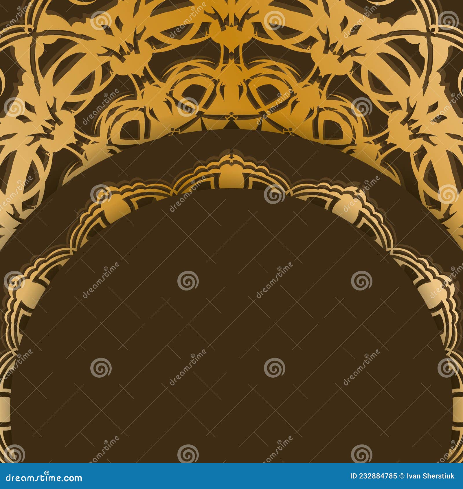 Brown Color Card with Indian Gold Pattern for Your Design. Stock Vector ...