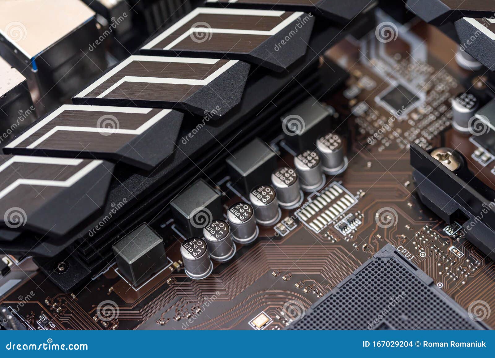 Brown Color Motherboard Top View, Computers and Electronic Theme Stock ...