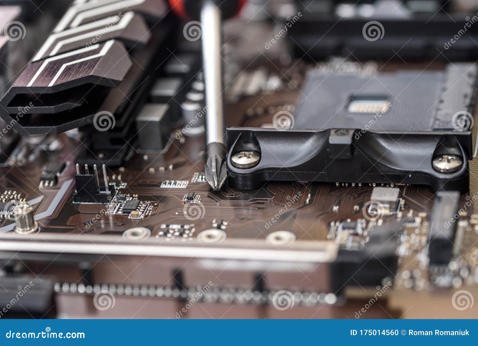 Brown Color Motherboard Top View, Computers and Electronic Theme Stock ...
