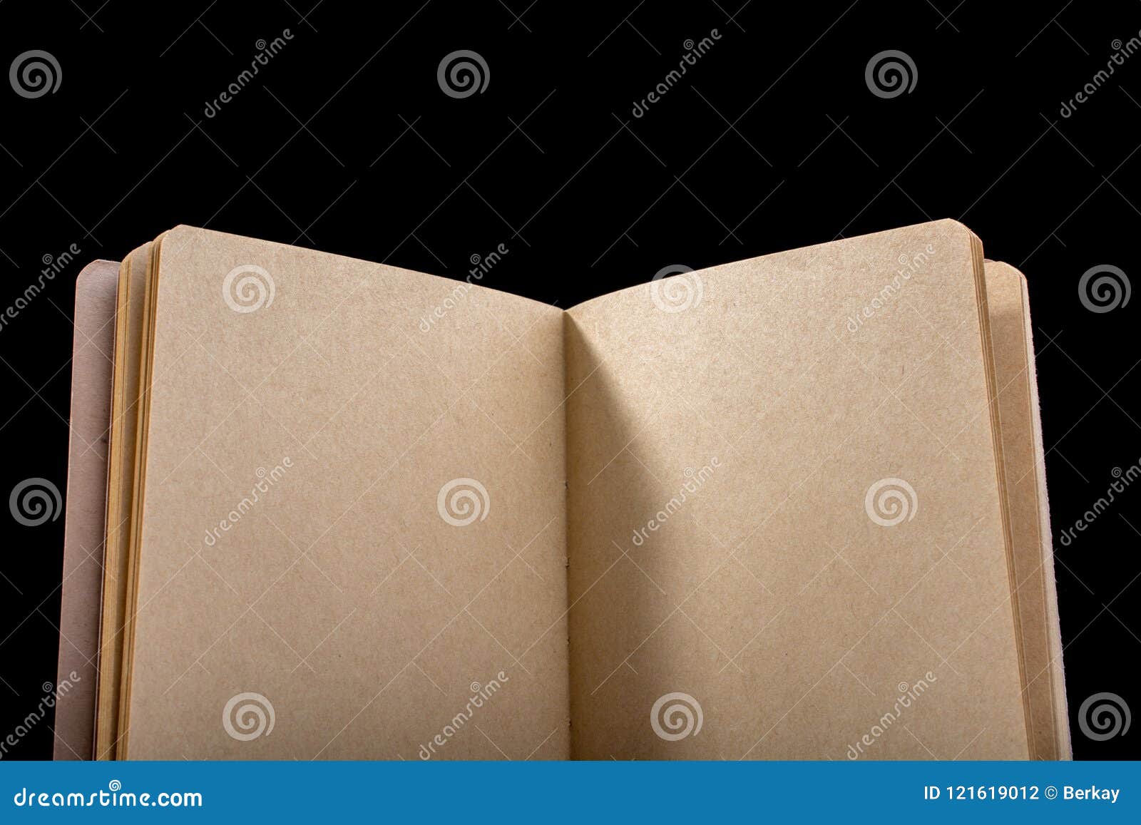 Brown Color Notebook Open on Black Background Stock Photo - Image of ...