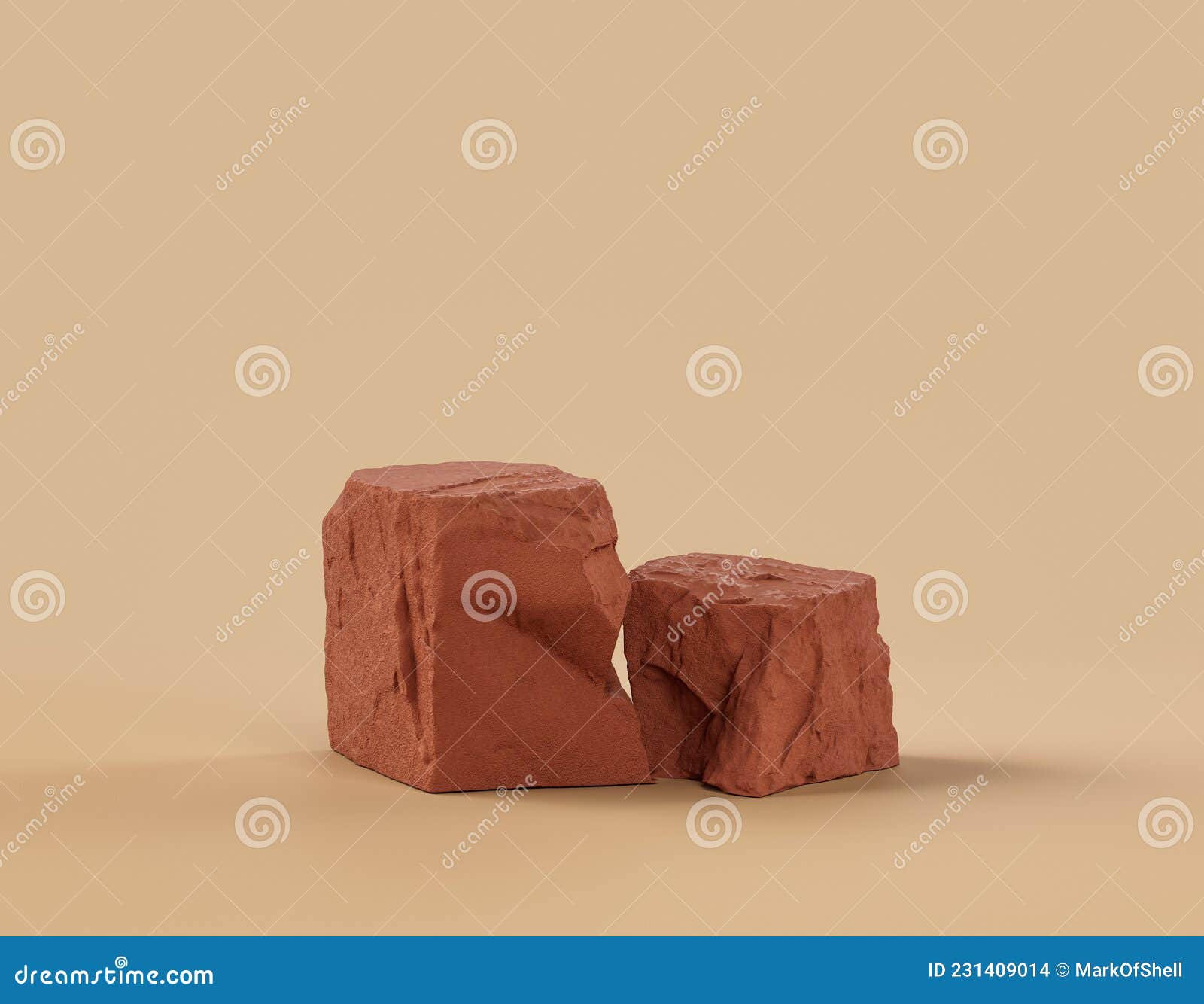 Brown Color Rocks in a Flat Color Background, for Product Displays with ...