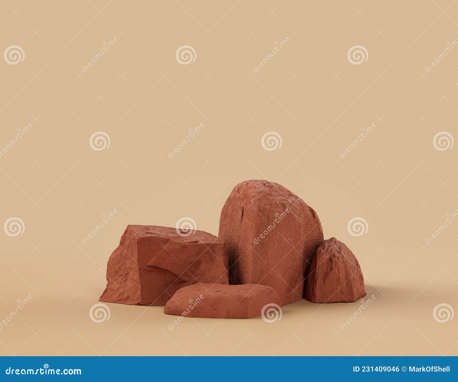 Brown Color Rocks in a Flat Color Background, for Product Displays with ...