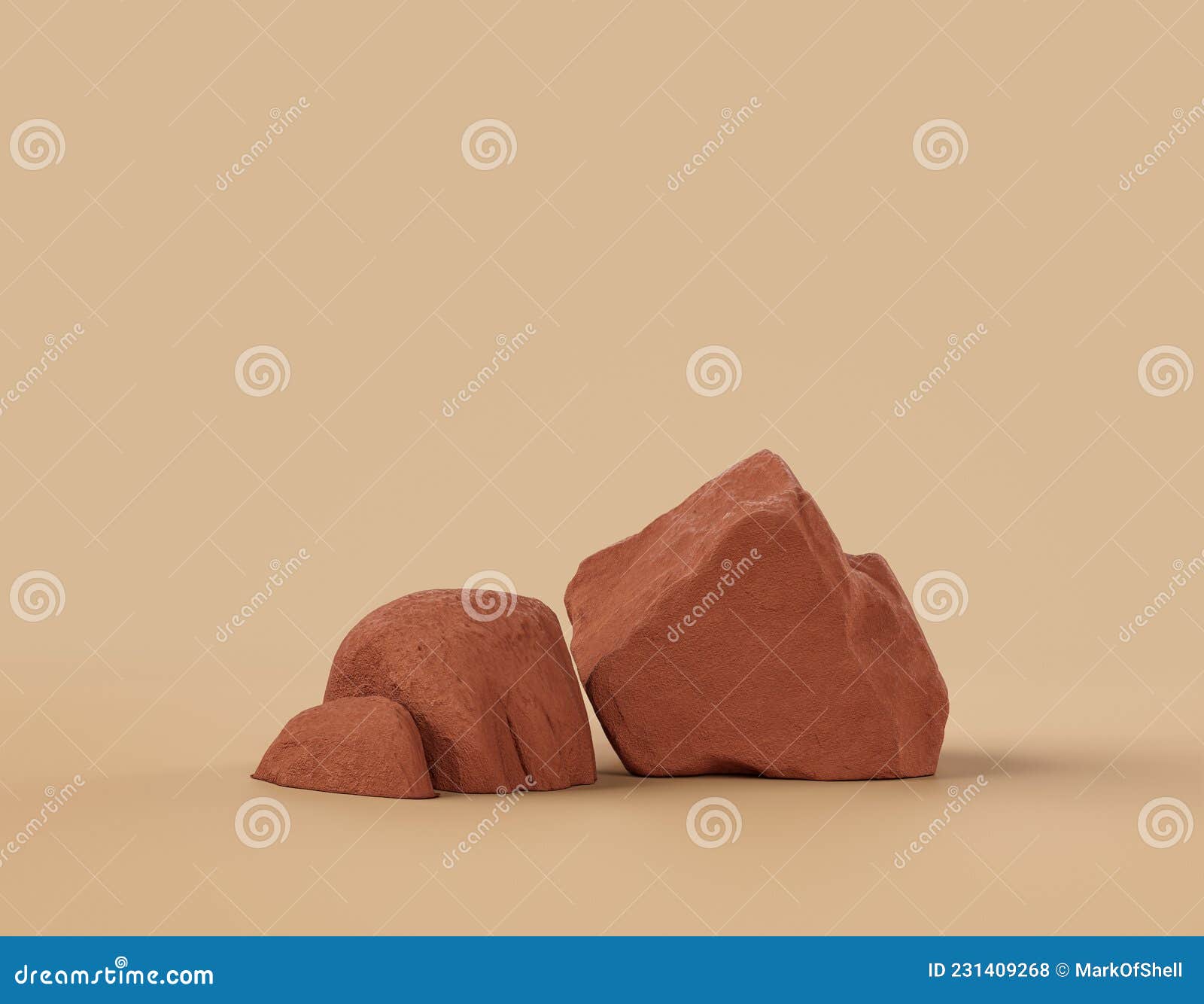 Brown Color Rocks in a Flat Color Background, for Product Displays with ...