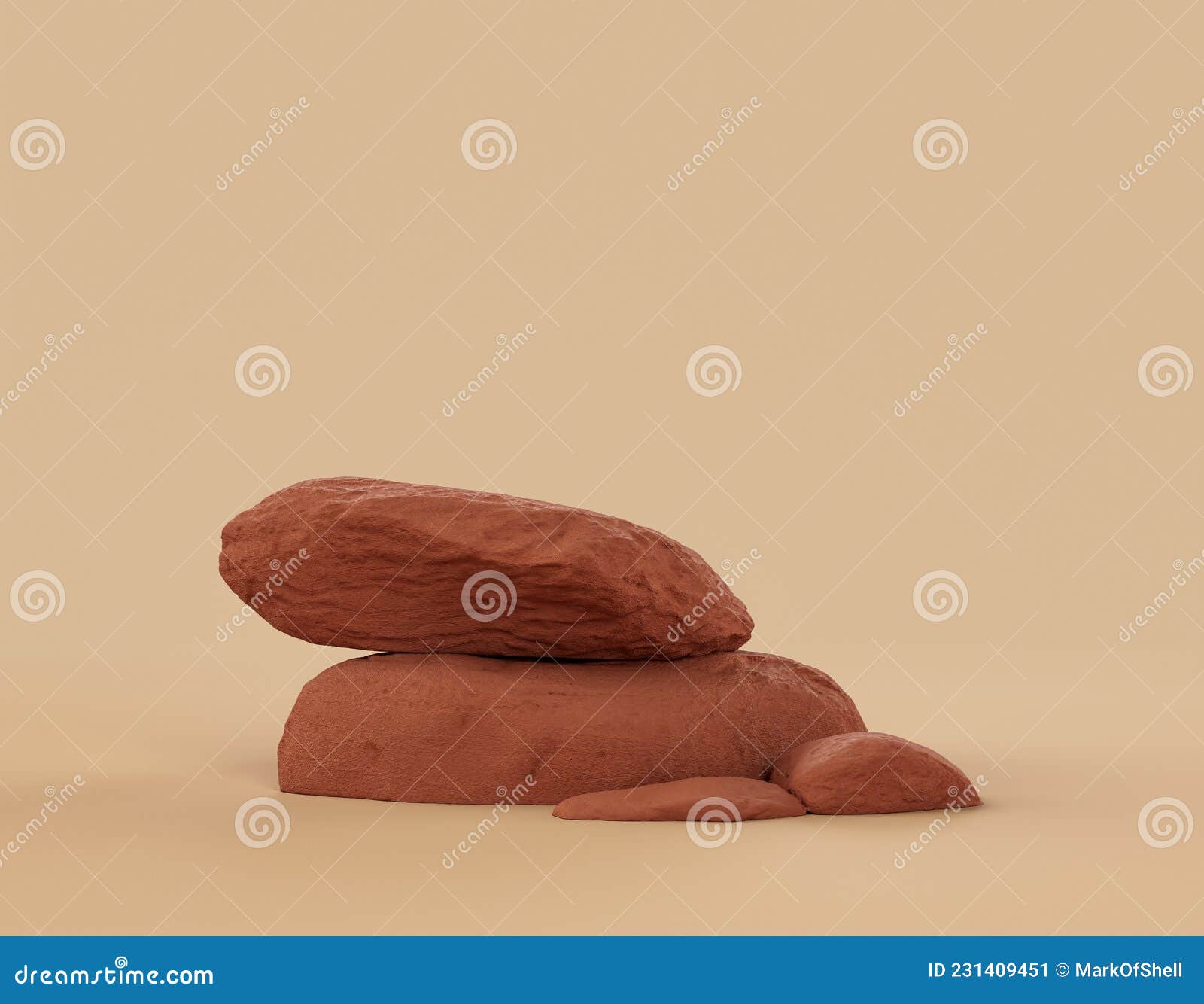 Brown Color Rocks in a Flat Color Background, for Product Displays with ...