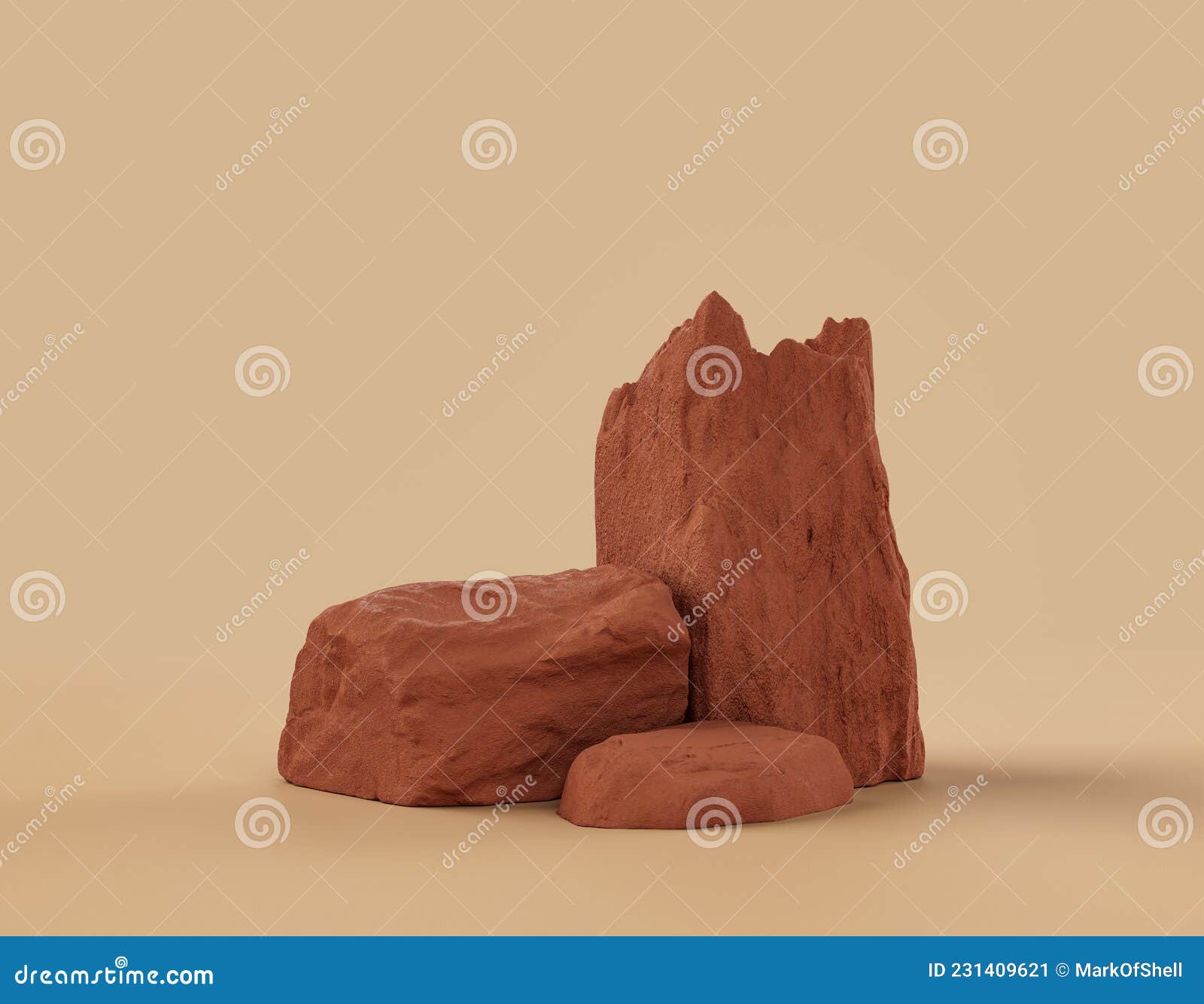 Brown Color Rocks in a Flat Color Background, for Product Displays with ...
