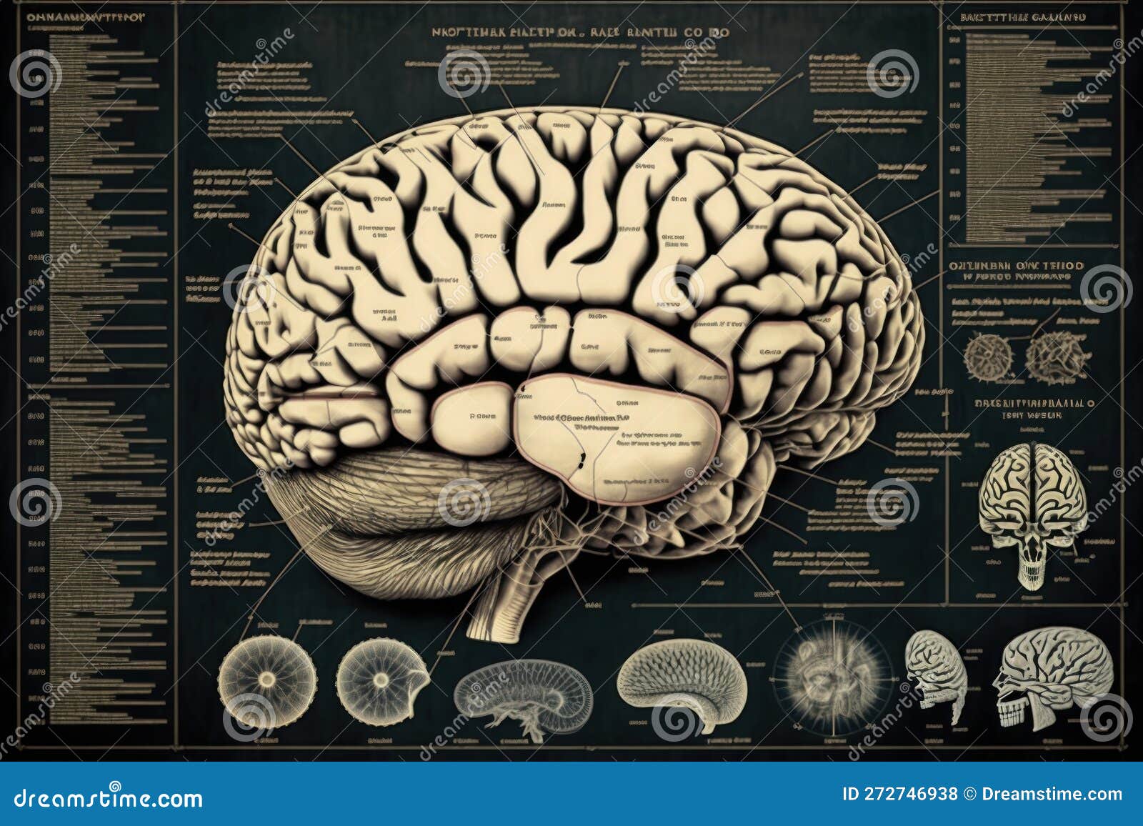 Brown Colored. Human Brain Schematic in Retro Sketch Style. Beautiful ... Brown Colored. Human Brain Schematic in Retro Sketch Style. Beautiful ...