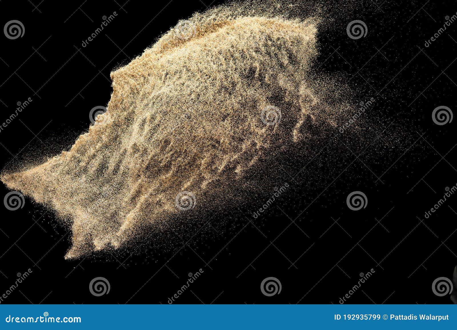 Brown Colored Sand Splash.Dry River Sand Explosion Isolated on Black ...