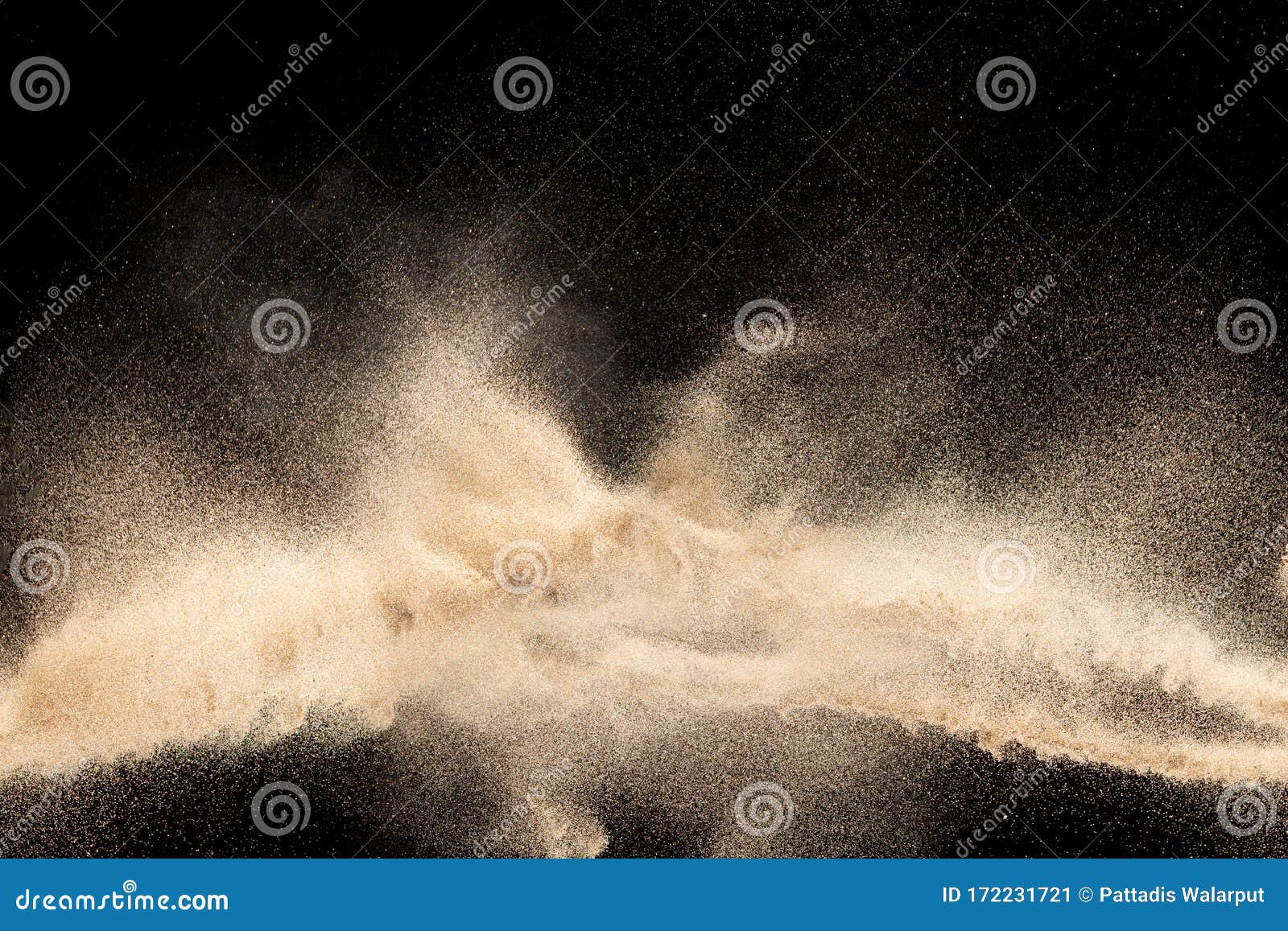 Brown Colored Sand Splash.Dry River Sand Explosion Isolated on Black ...