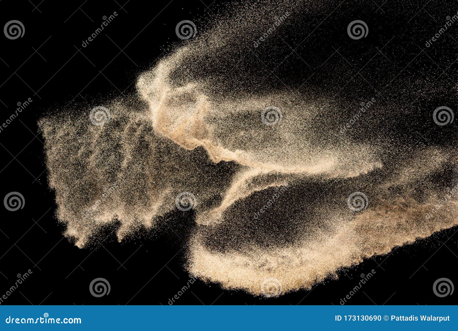 Brown Colored Sand Splash.Dry River Sand Explosion Isolated on Black ...