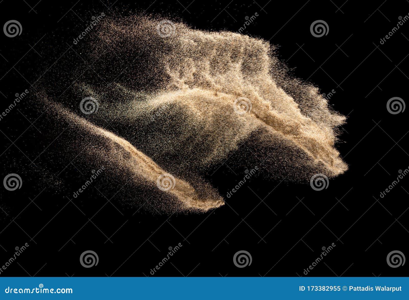 Brown Colored Sand Splash.Dry River Sand Explosion Isolated on Black ...