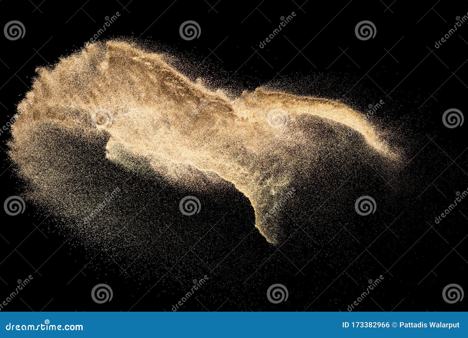 Brown Colored Sand Splash.Dry River Sand Explosion Isolated on Black ...