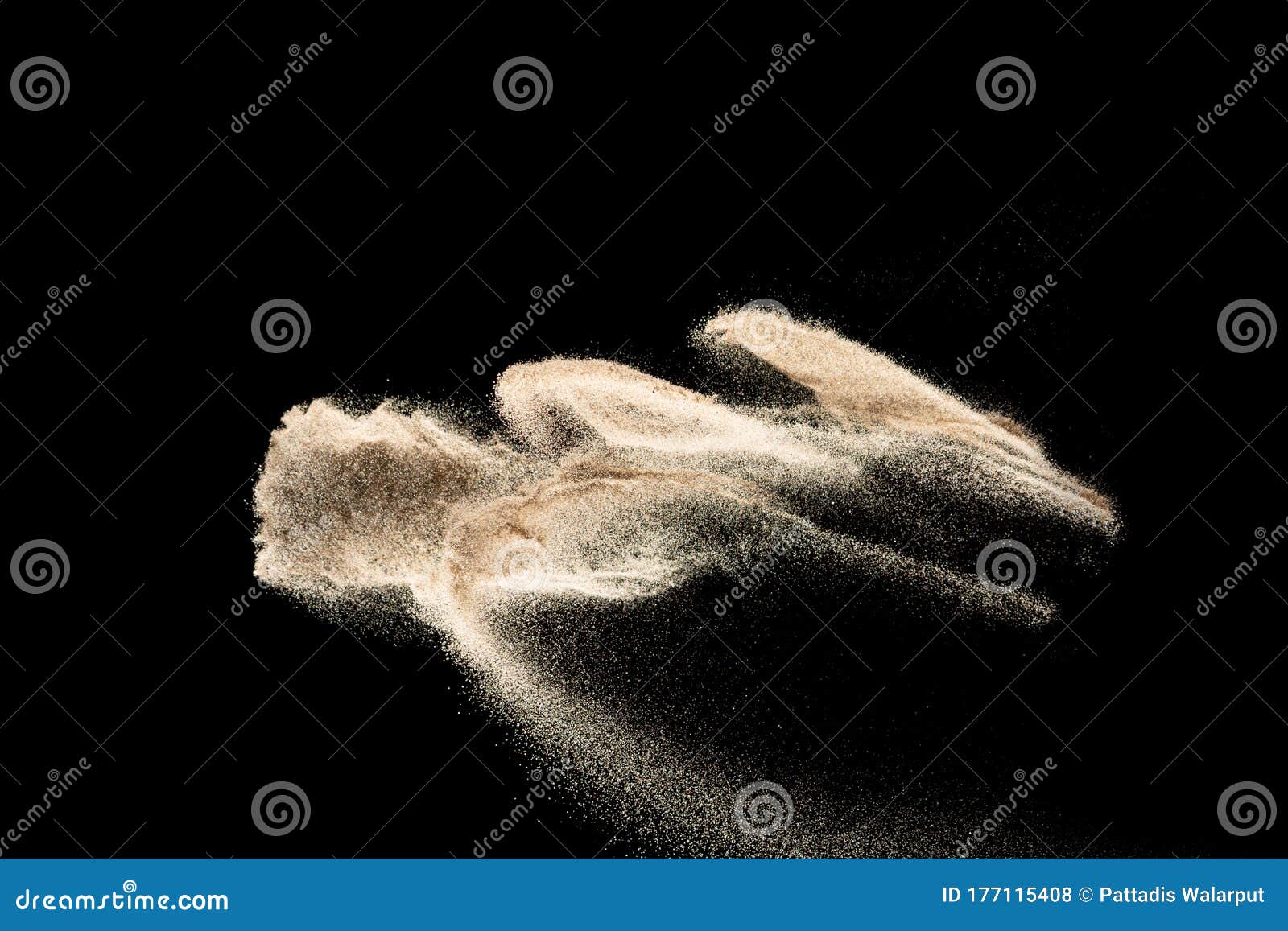 Brown Colored Sand Splash.Dry River Sand Explosion Isolated on Black ...
