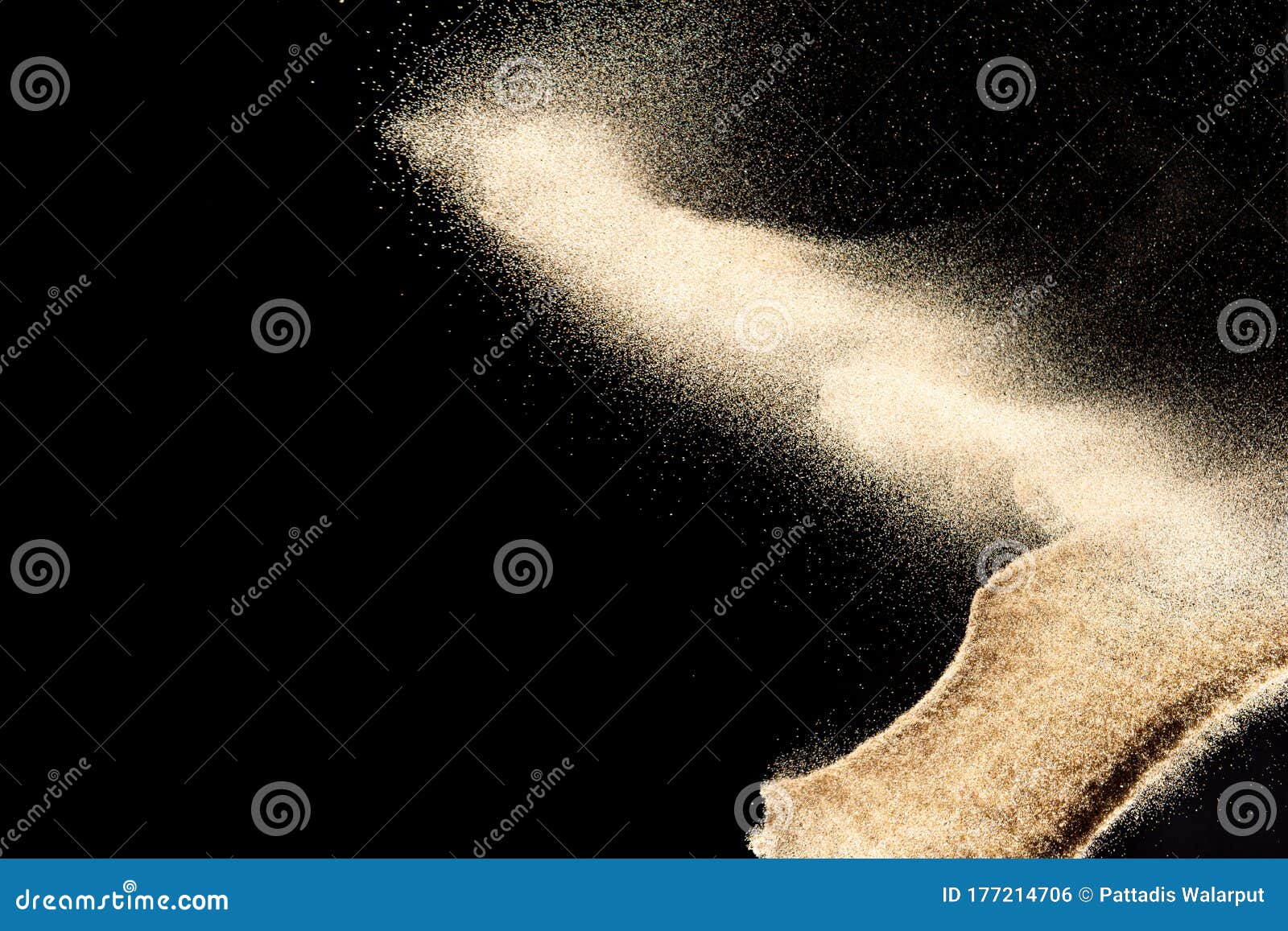 Brown Colored Sand Splash.Dry River Sand Explosion Isolated on Black ...