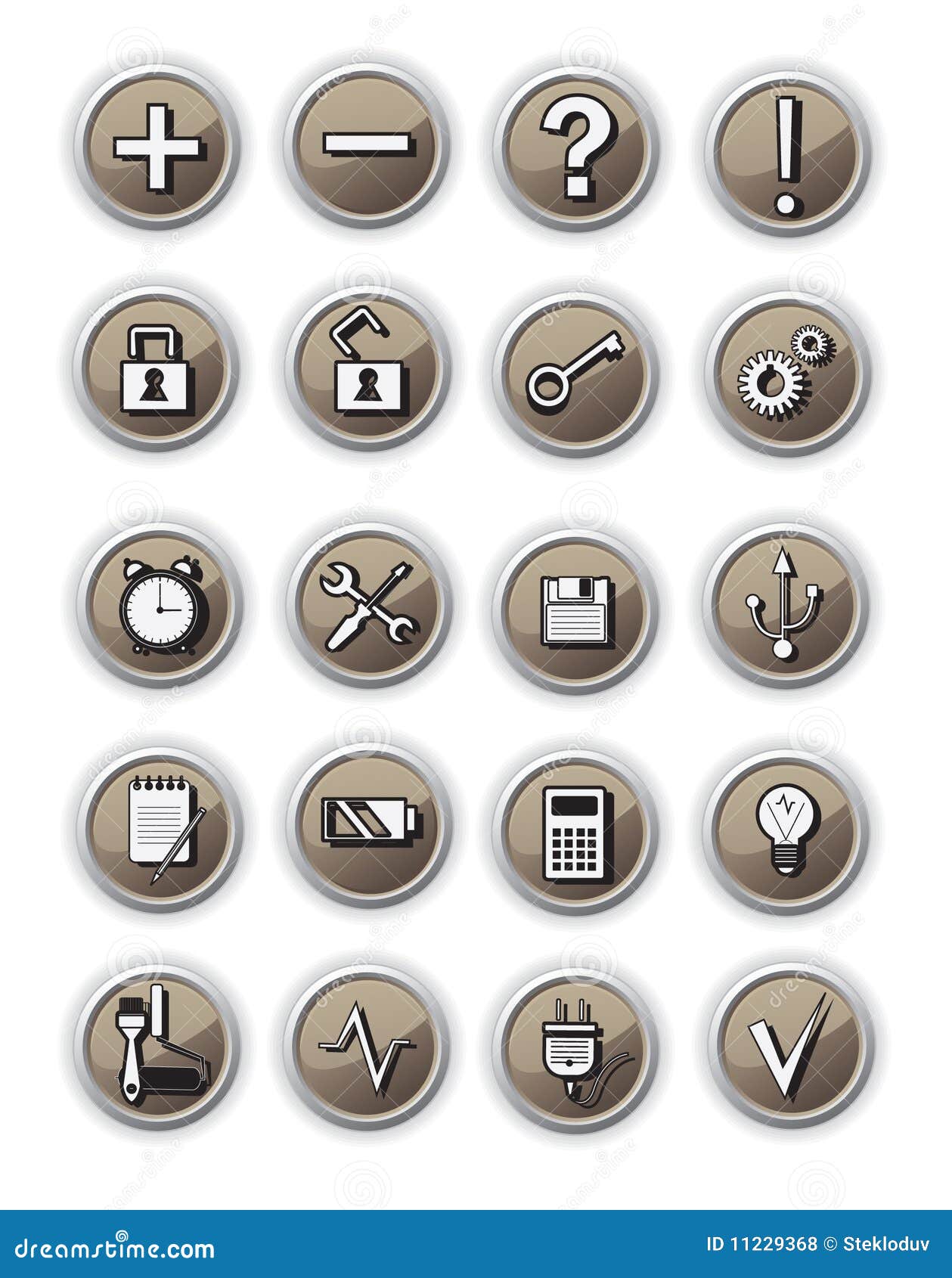 Brown communication icons stock vector. Illustration of flag - 11229368