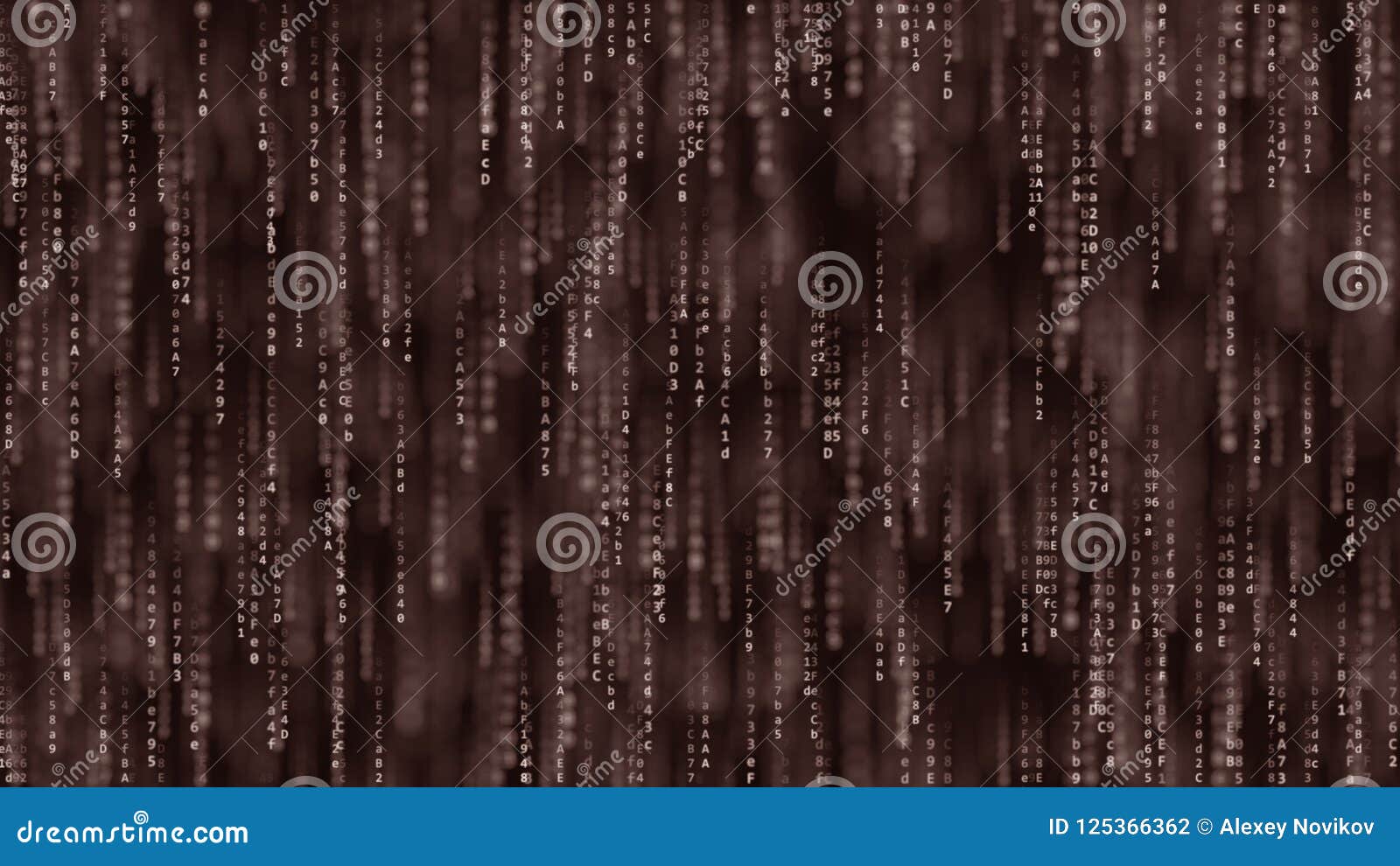 Brown Computer Code on the Screen, 3D Rendering Stock Illustration ...