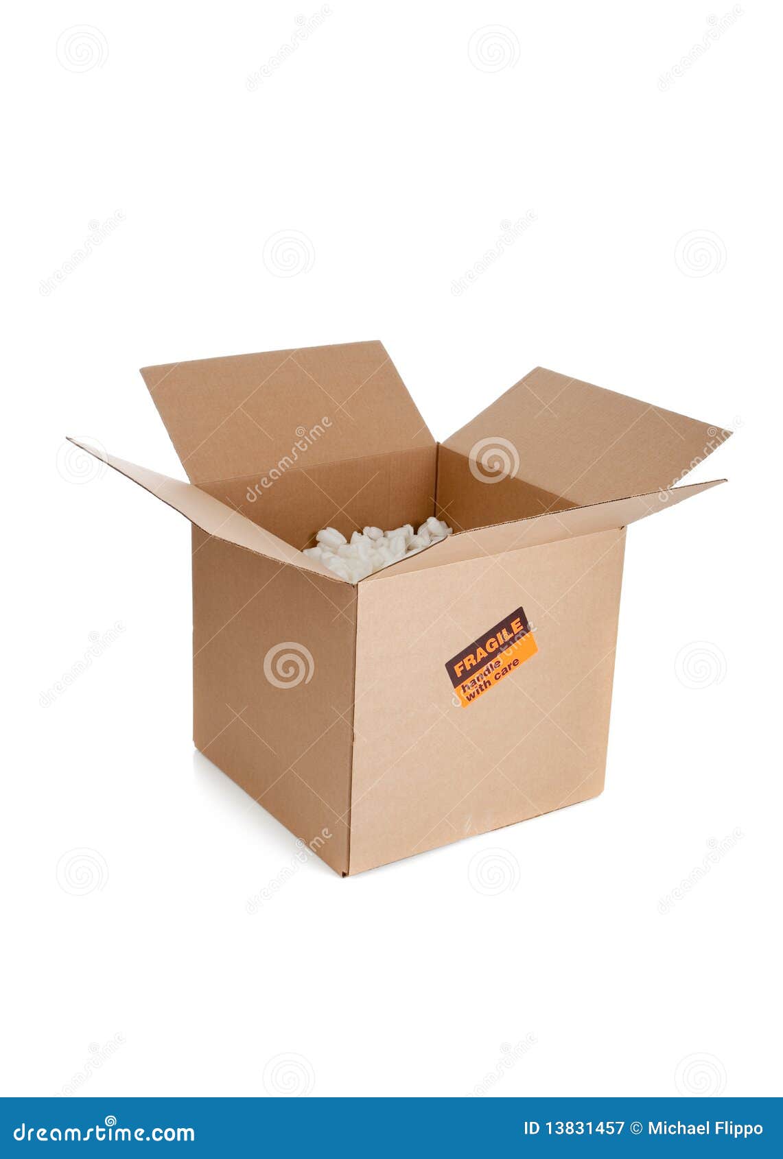 Brown Corrugated, Cardboard Moving Box on White Stock Image - Image of ...