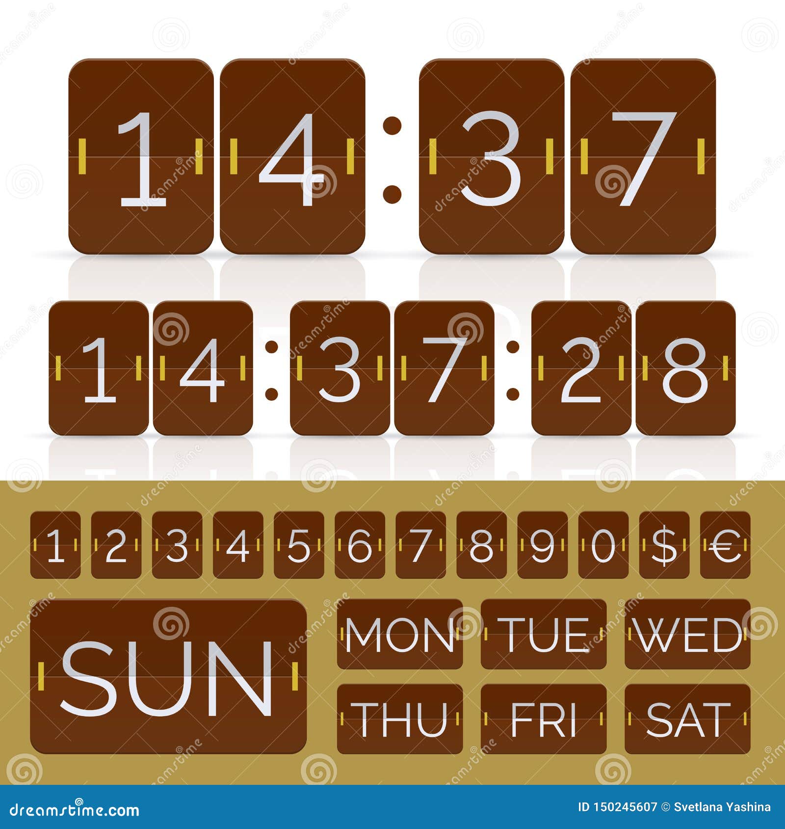 Brown Countdown Timer and Week Day Flip Calendar Stock Vector ... Brown Countdown Timer and Week Day Flip Calendar Stock Vector ...