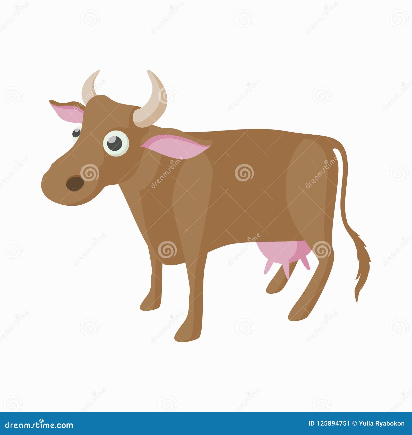 Brown Cow Icon, Cartoon Style Stock Illustration - Illustration of ...