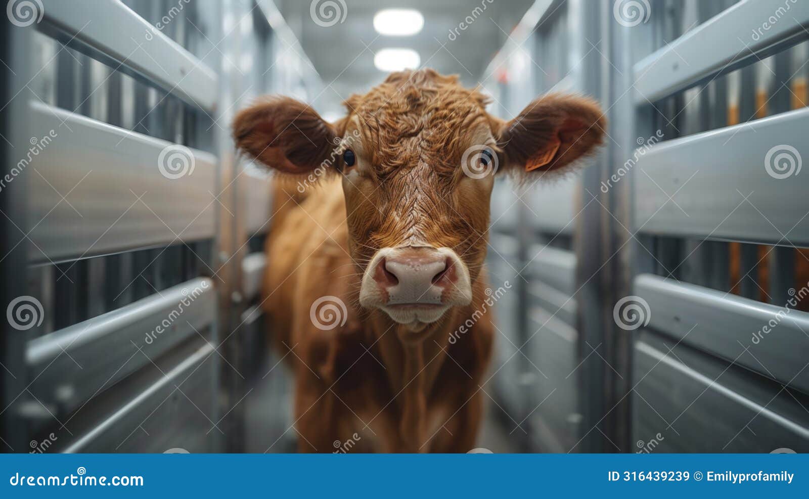Brown Cow Standing Inside Metal Cage Stock Image - Image of cage ...
