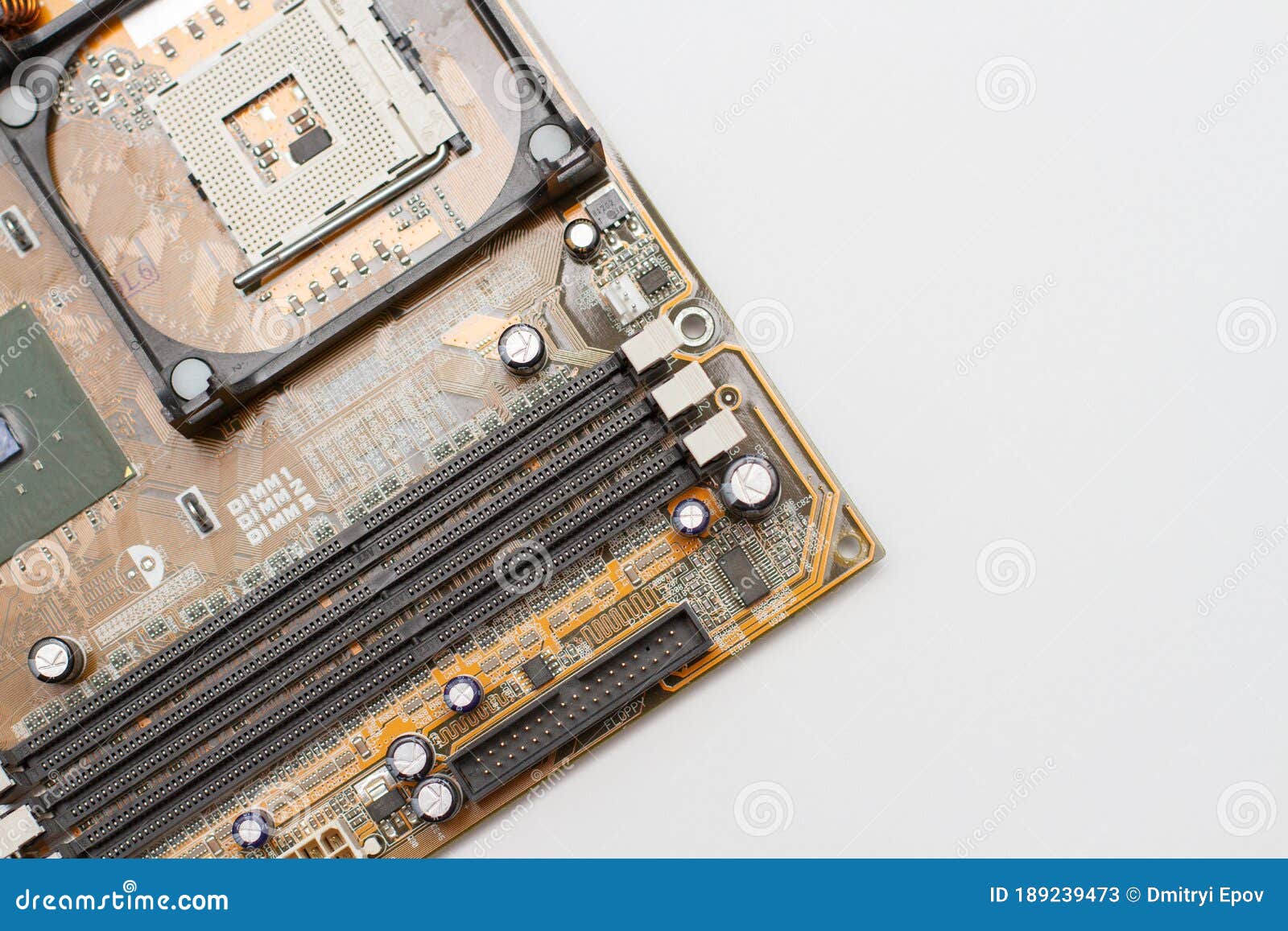 Brown CPU Motherboard. Slot for Computer Chip Microprocessor Technology ...