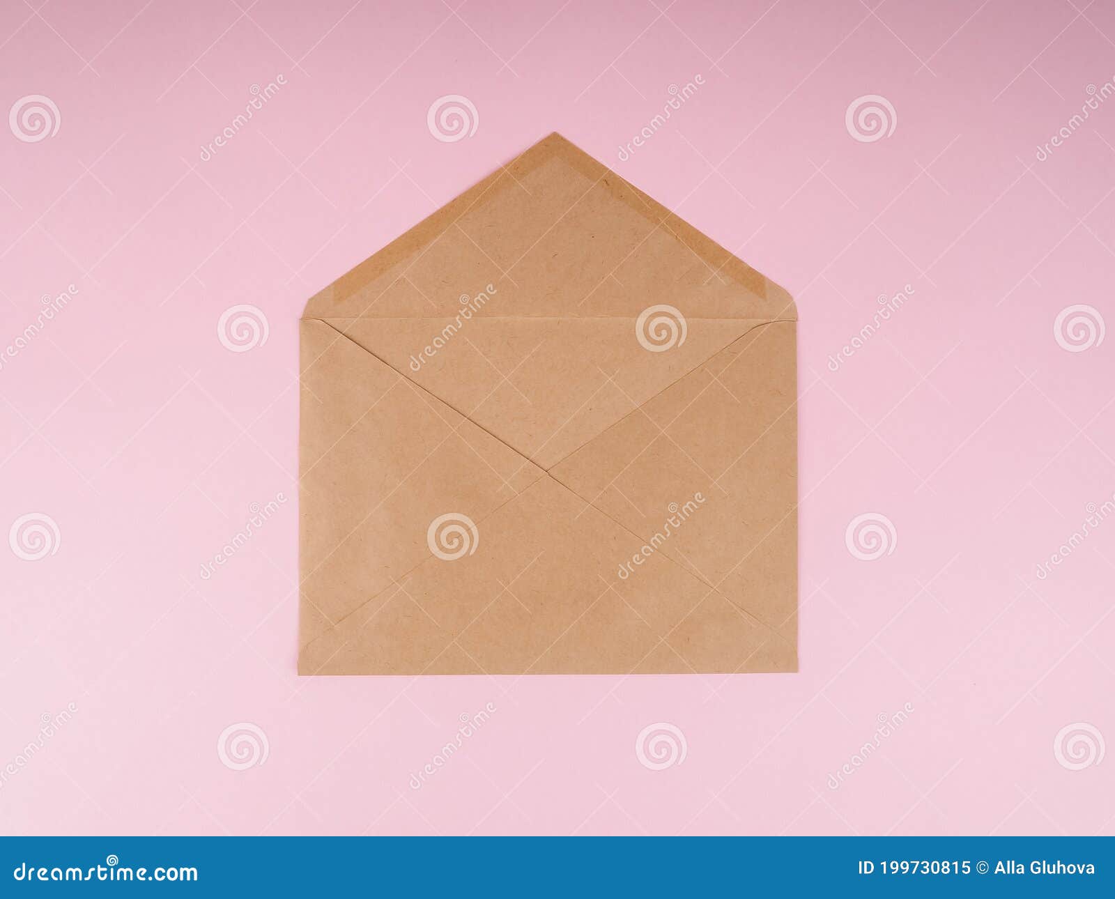 Brown Craft Envelope on a Pink Background Stock Image - Image of ...
