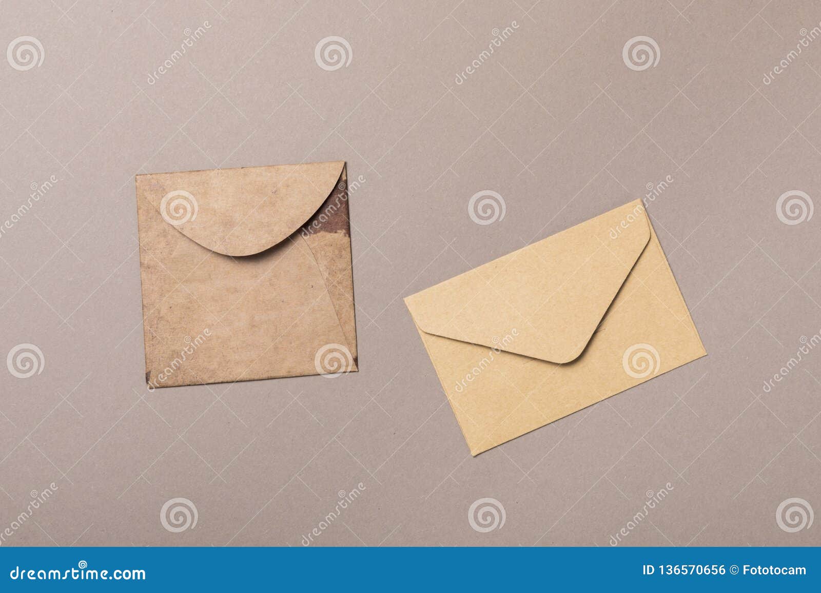 Brown Craft Envelopes on Grey Background Stock Photo - Image of object ...