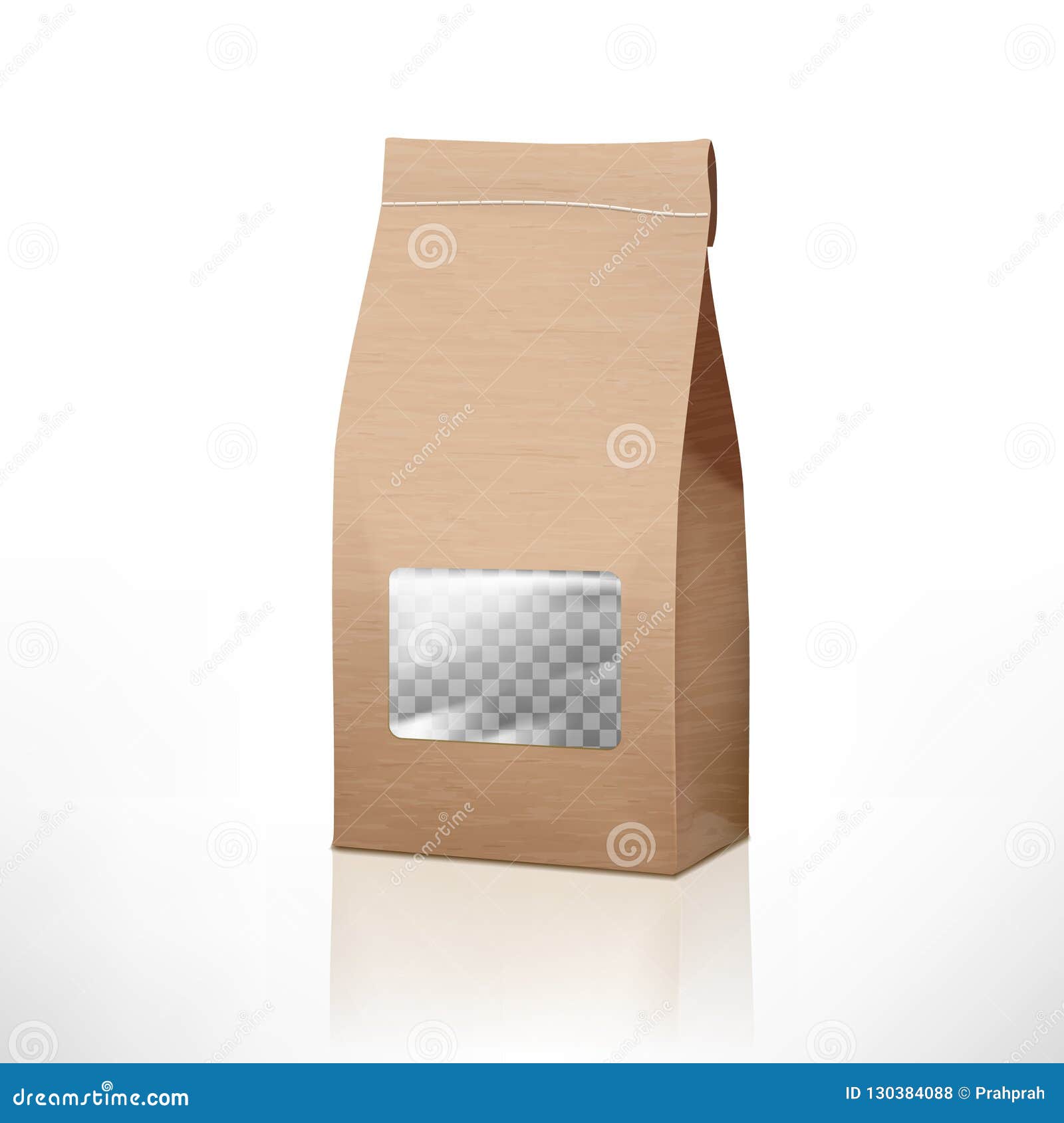 Brown Craft Paper Bag Packaging with Transparent Window Stock Vector ...