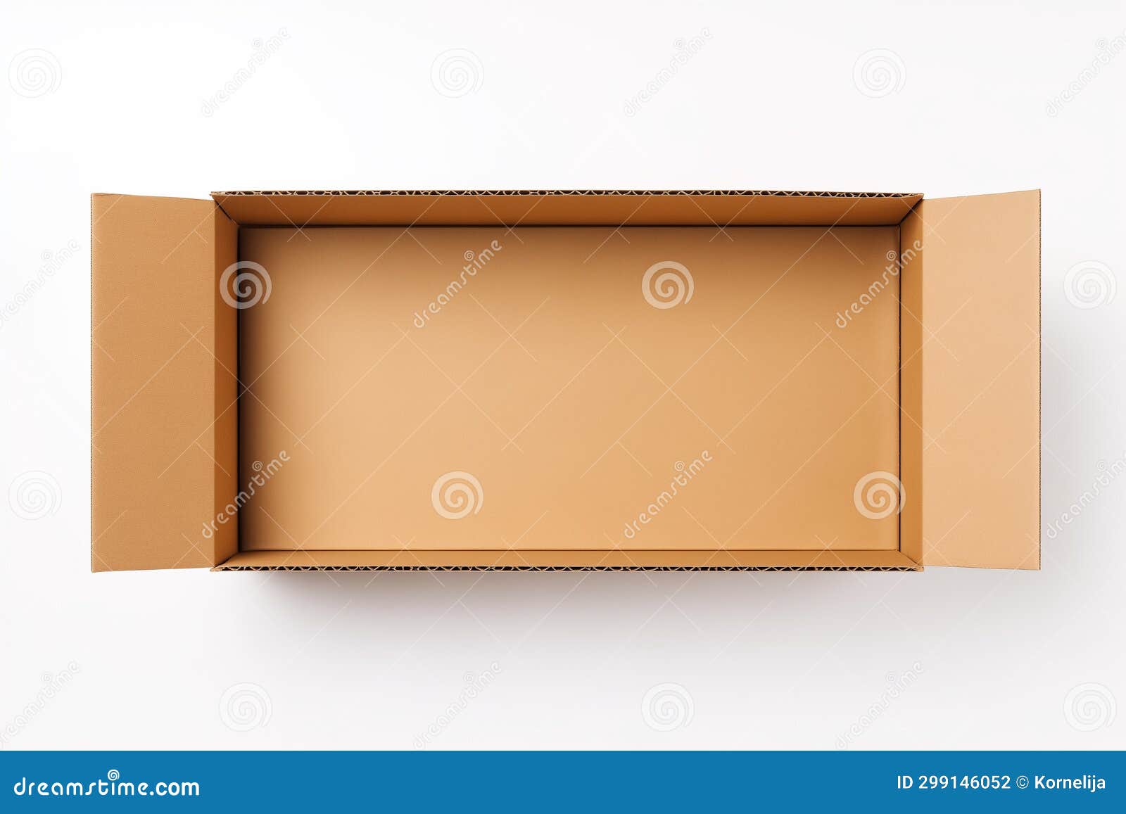 Open Empty Rectangular Cardboard Box on White Background Stock ...