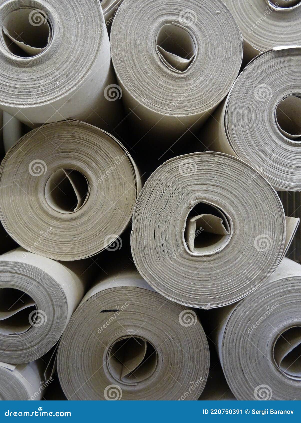 Brown Craft Paper in Rolls Stacked Close Up Stock Image - Image of ...