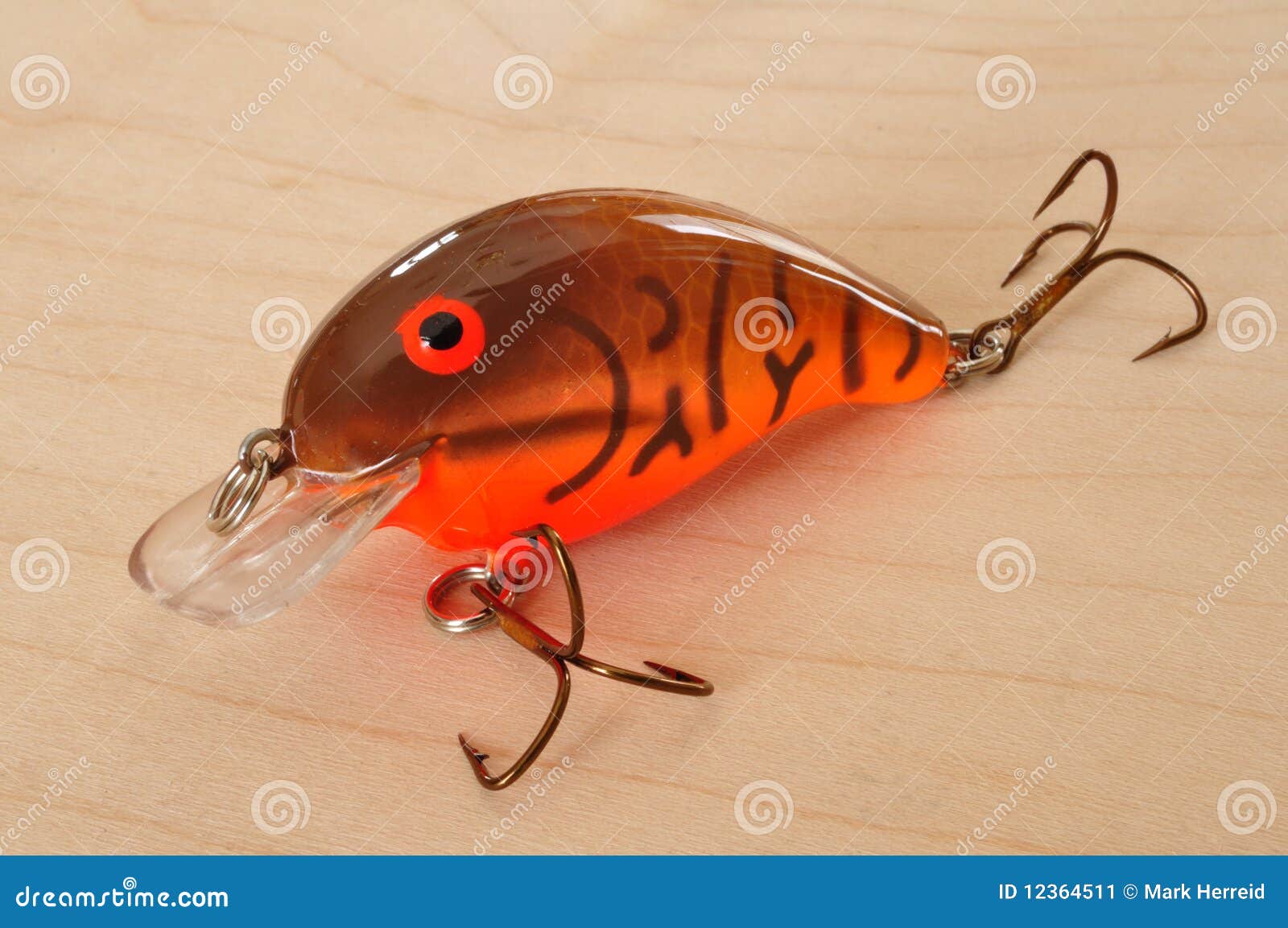 Brown Crankbait with Orange Belly Stock Image - Image of board, space ...