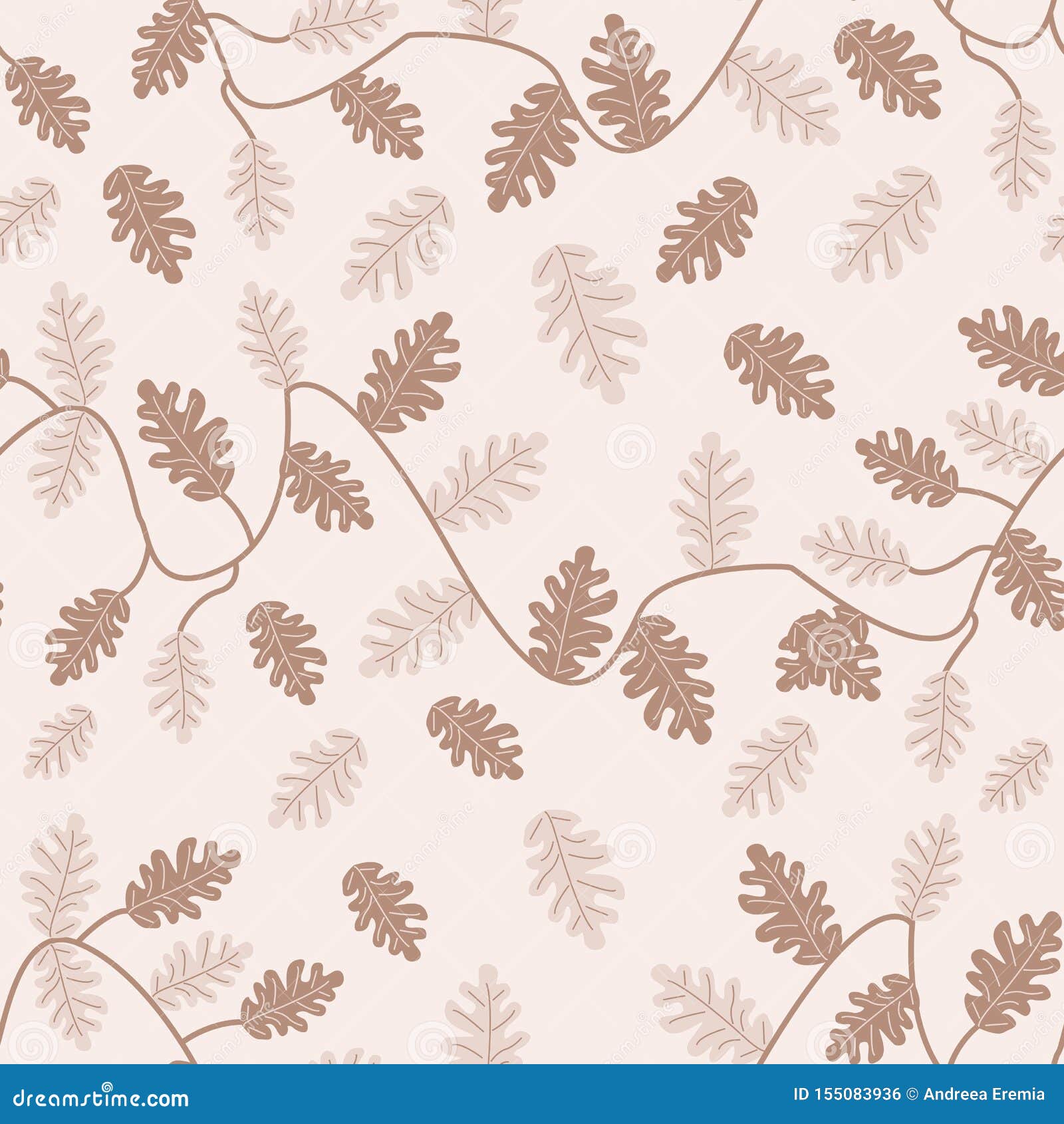Brown an Cream Autumn Leaves in a Seamless Pattern Design Stock Vector ...