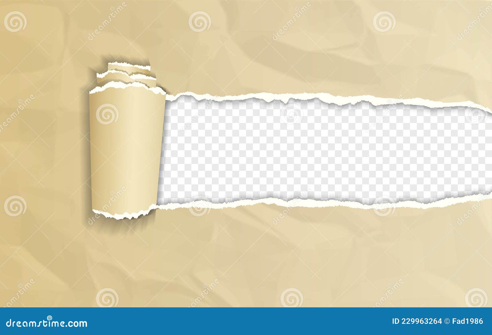 Brown Crumpled Paper with Rolled Edge Stock Vector - Illustration of ...