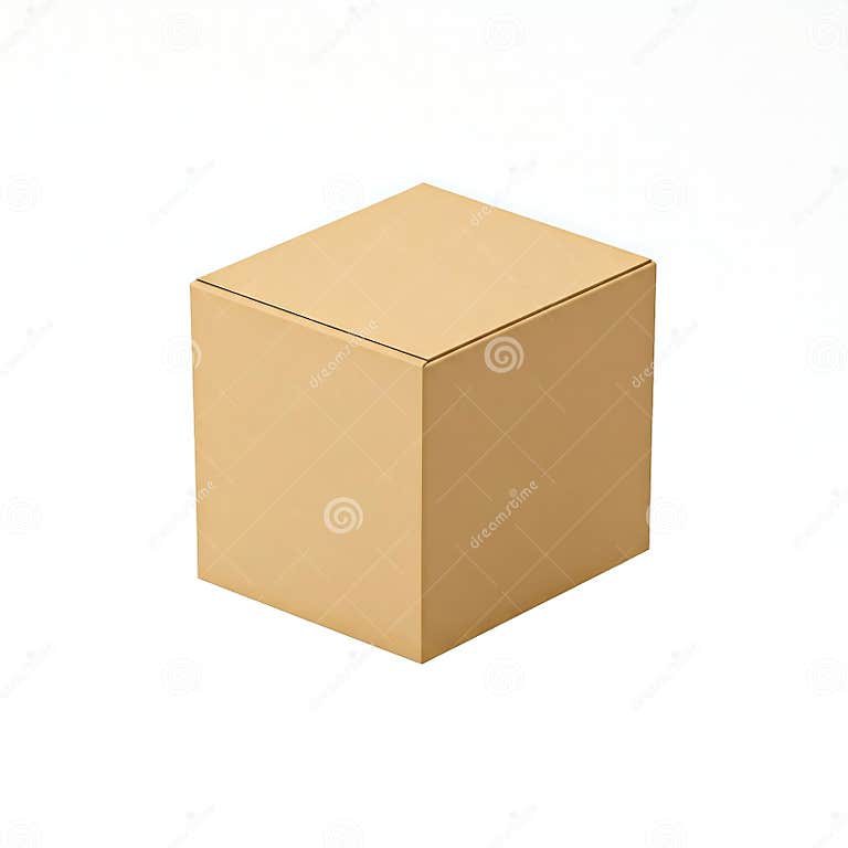 A Brown Cube Box Isolated on White Background Stock Illustration ...