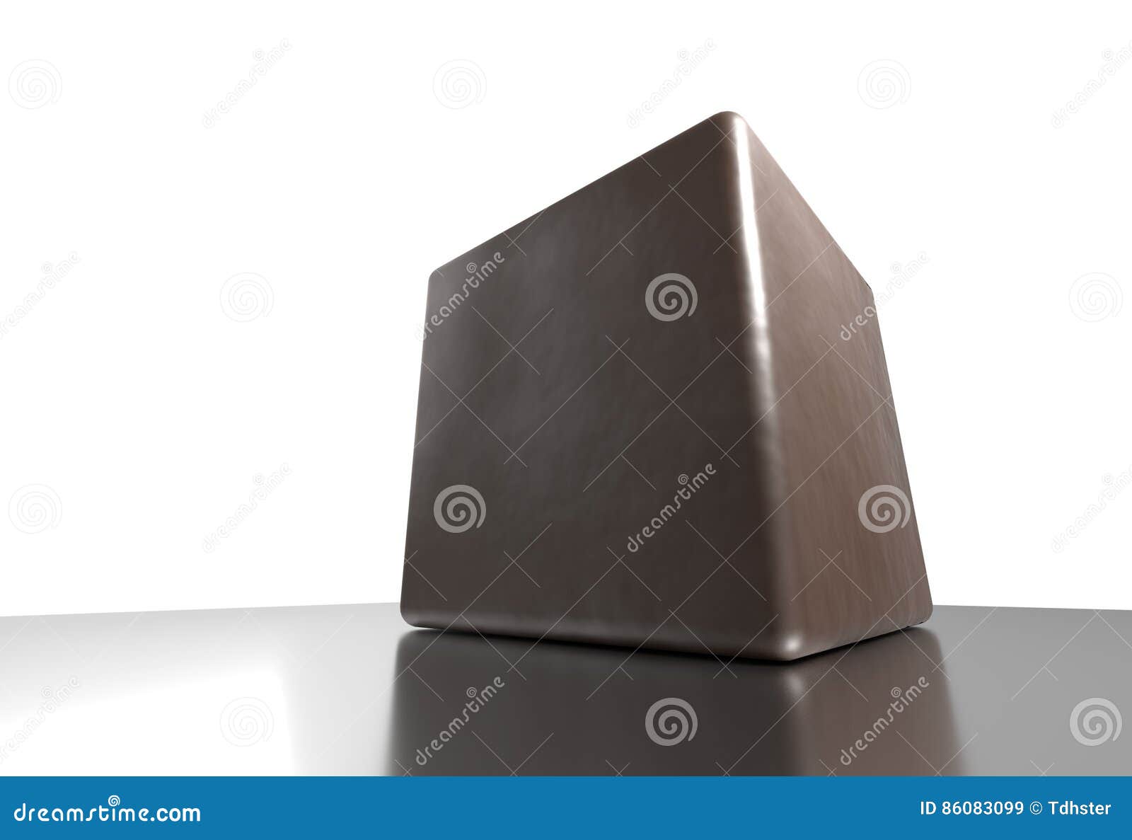 Brown Cube on Glossy Surface with Reflection 3d Illustration Stock ...