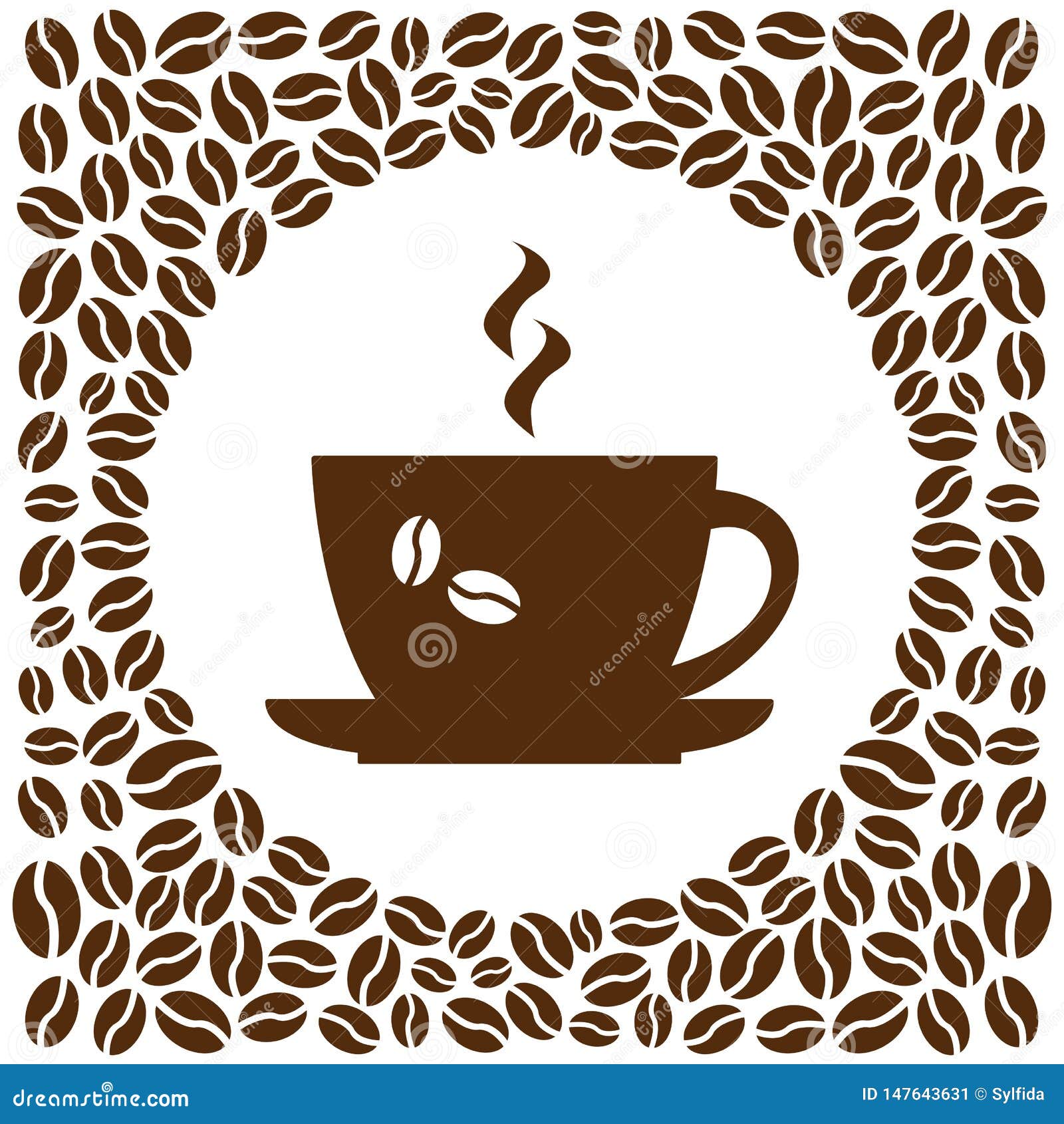 Brown Cup of Coffee on a Coffee Background, Vector Stock Illustration ...
