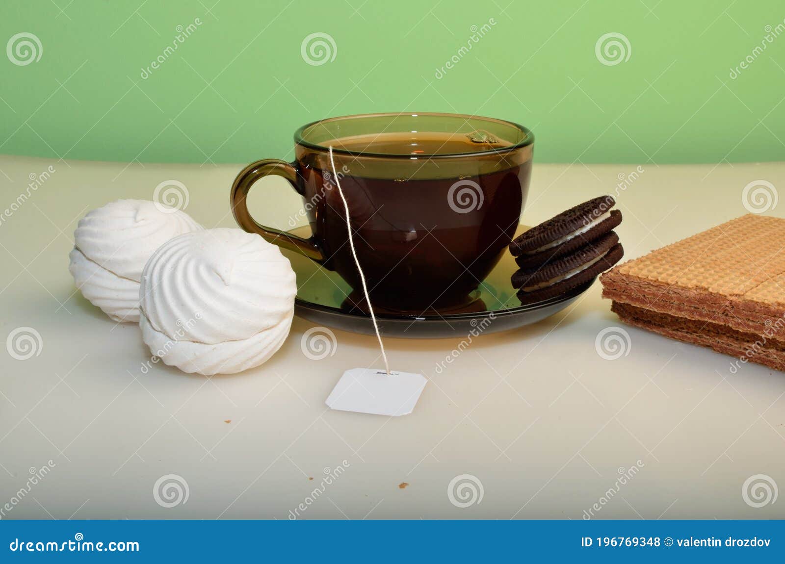 Brown Cup of Tea with Sweets Stock Photo - Image of delicious, meal ...