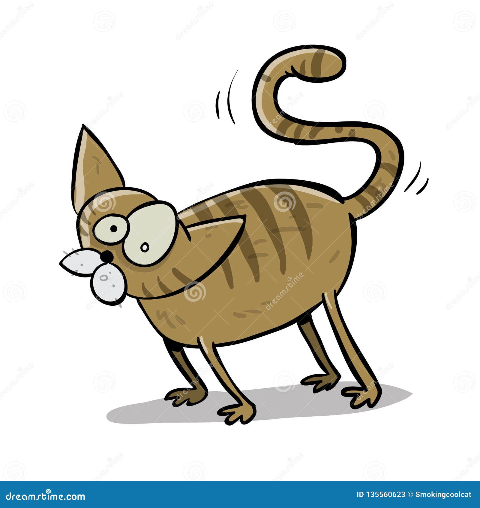 Brown curious cat stock illustration. Illustration of funny - 135560623