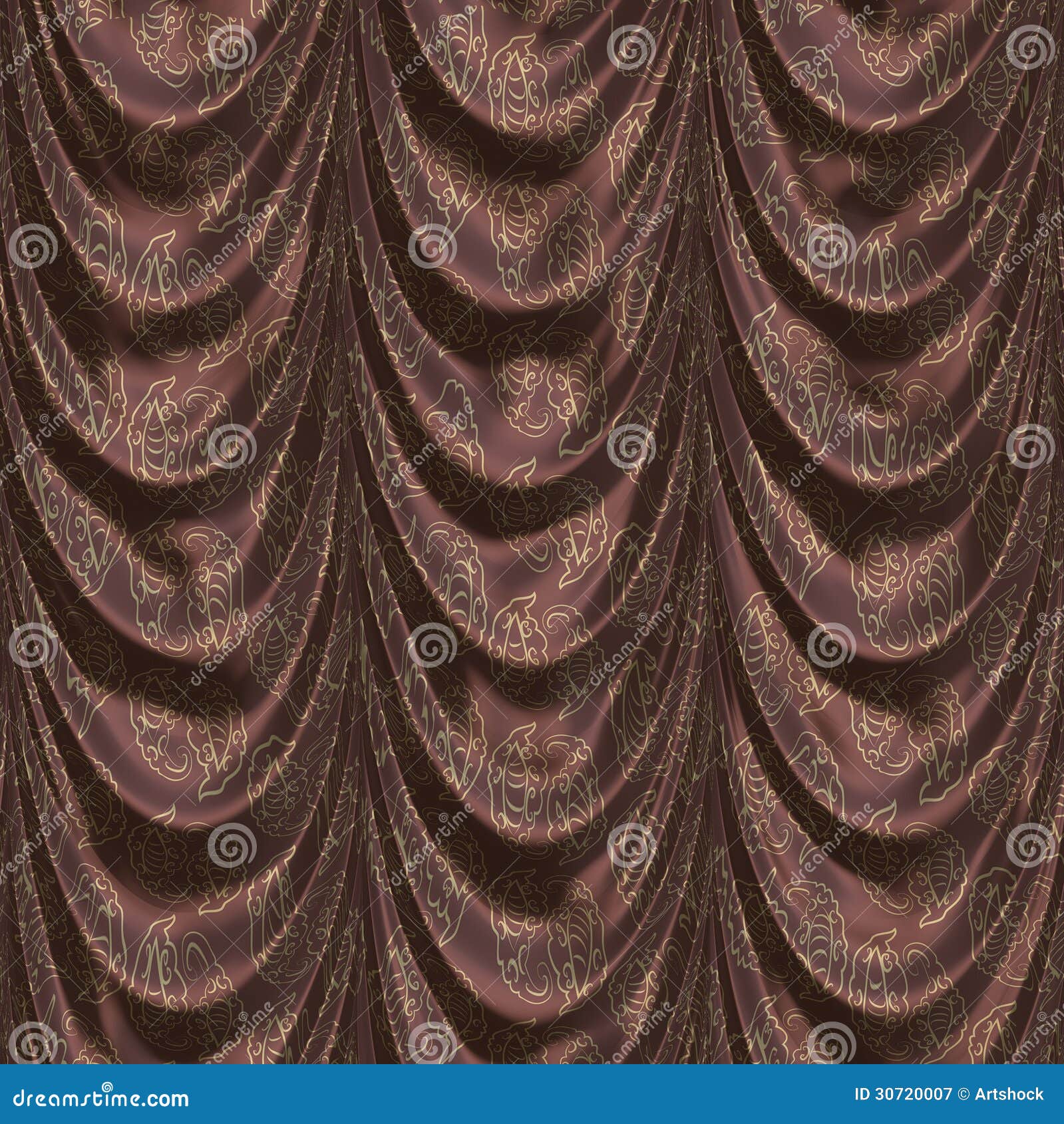 Brown curtain with pattern stock illustration. Illustration of brown ...