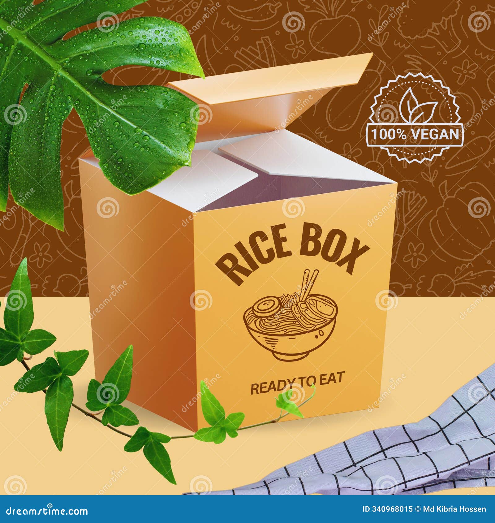 Brown 3D Illustration Rice Box Packaging Mockup Instagram Post - 1 ...